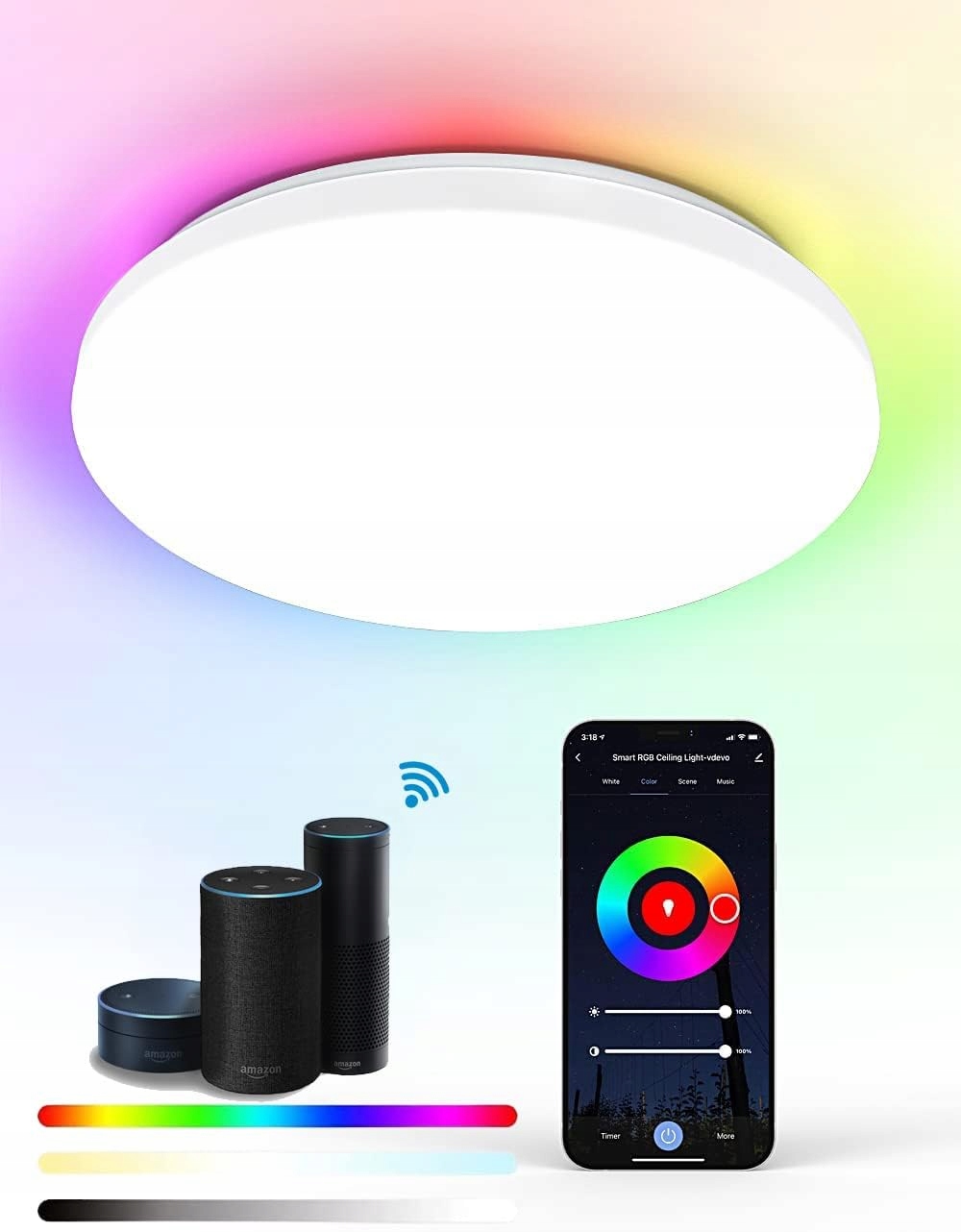 LAMPA LED PANELOWA PLAFON RGB GŁOŚNIK BLUETOO (6917019998676) • Cena ...