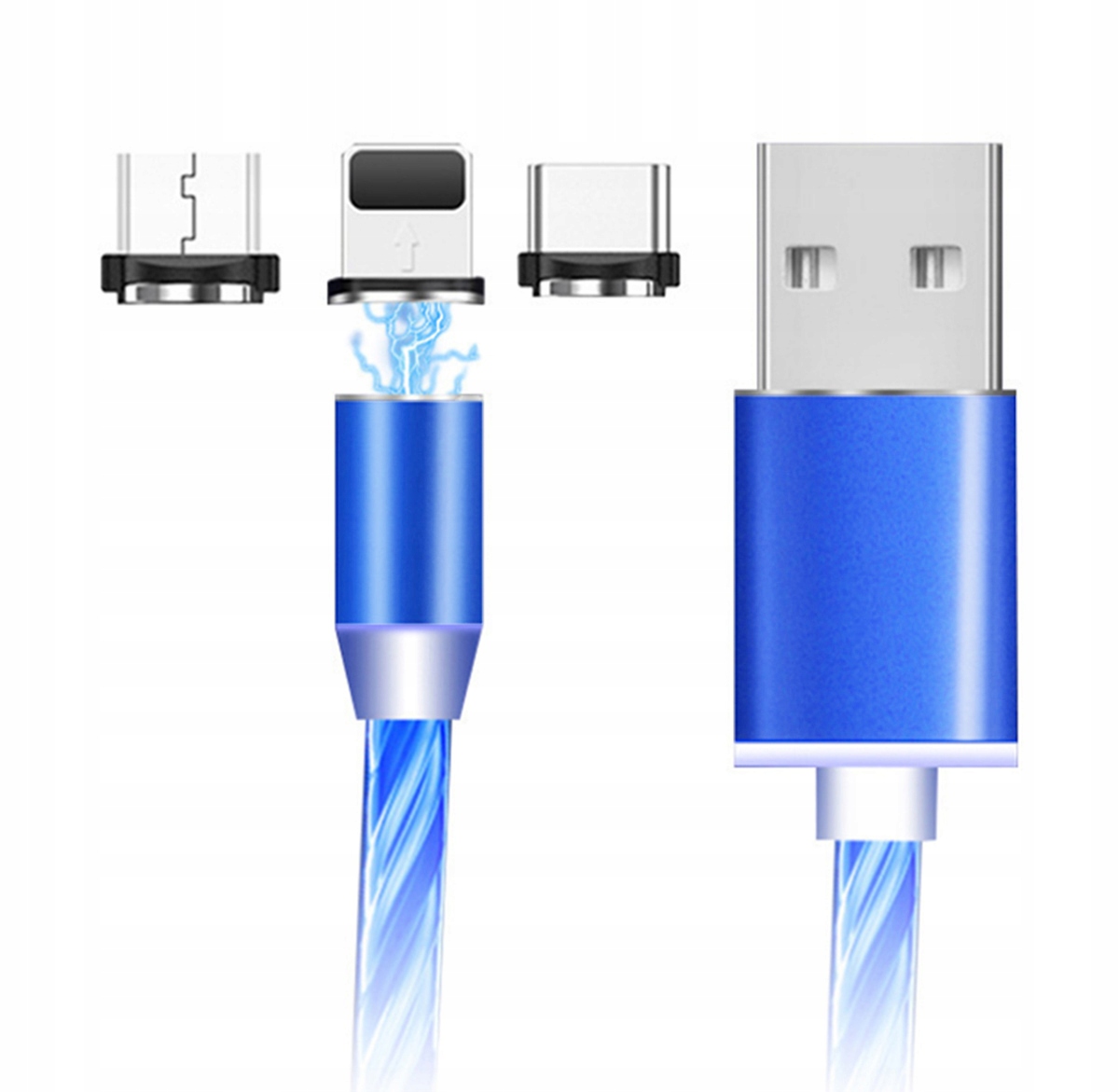 Kabel Aptel USB - USB typ C / microUSB / Lightning 1 m niebieski - Sklep, Opinie, Cena w Allegro