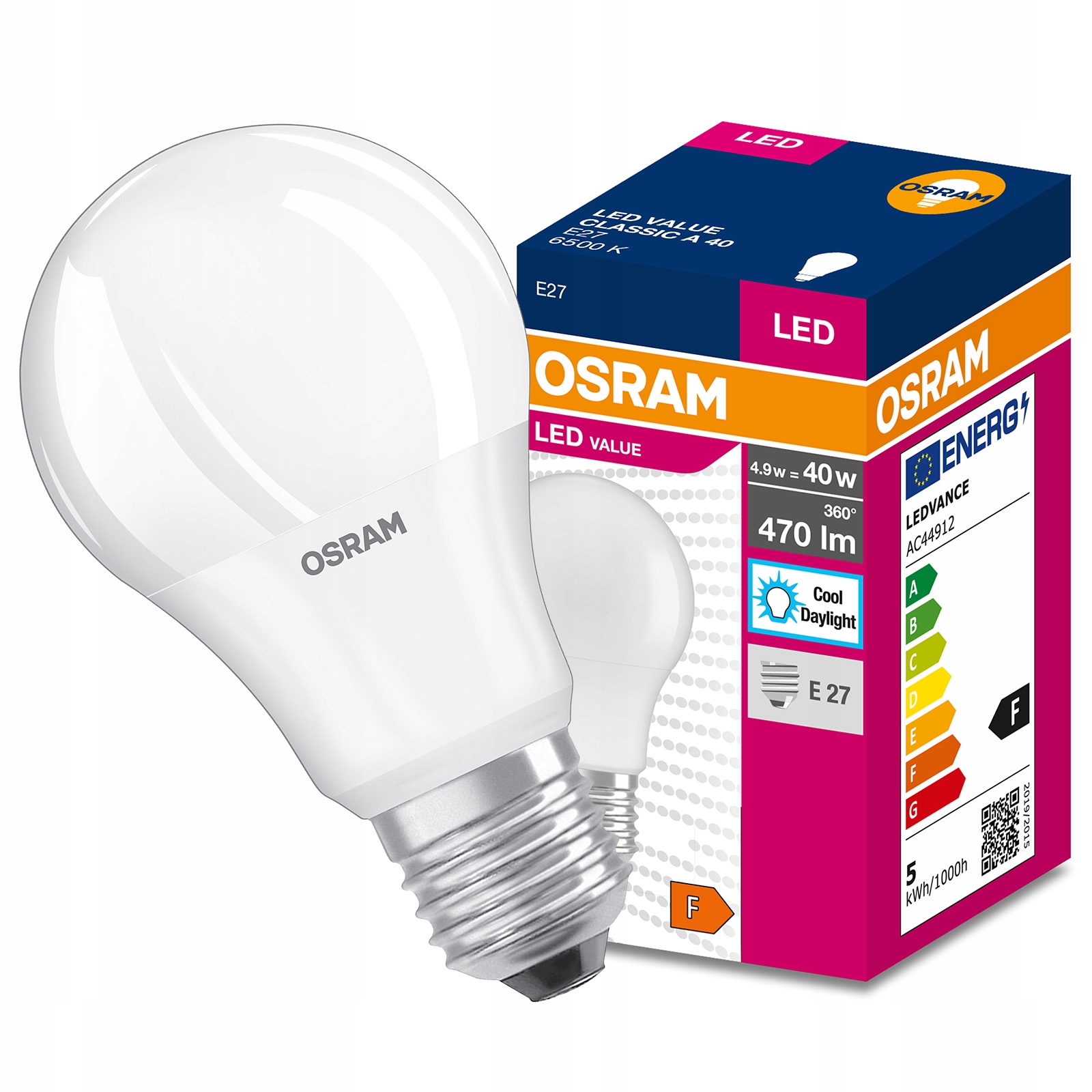 Żarówka LED E27 A60 4,9W = 40W 470lm 6500K ZIMNA 200st OSRAM (4052899971011) • Cena, Opinie ...