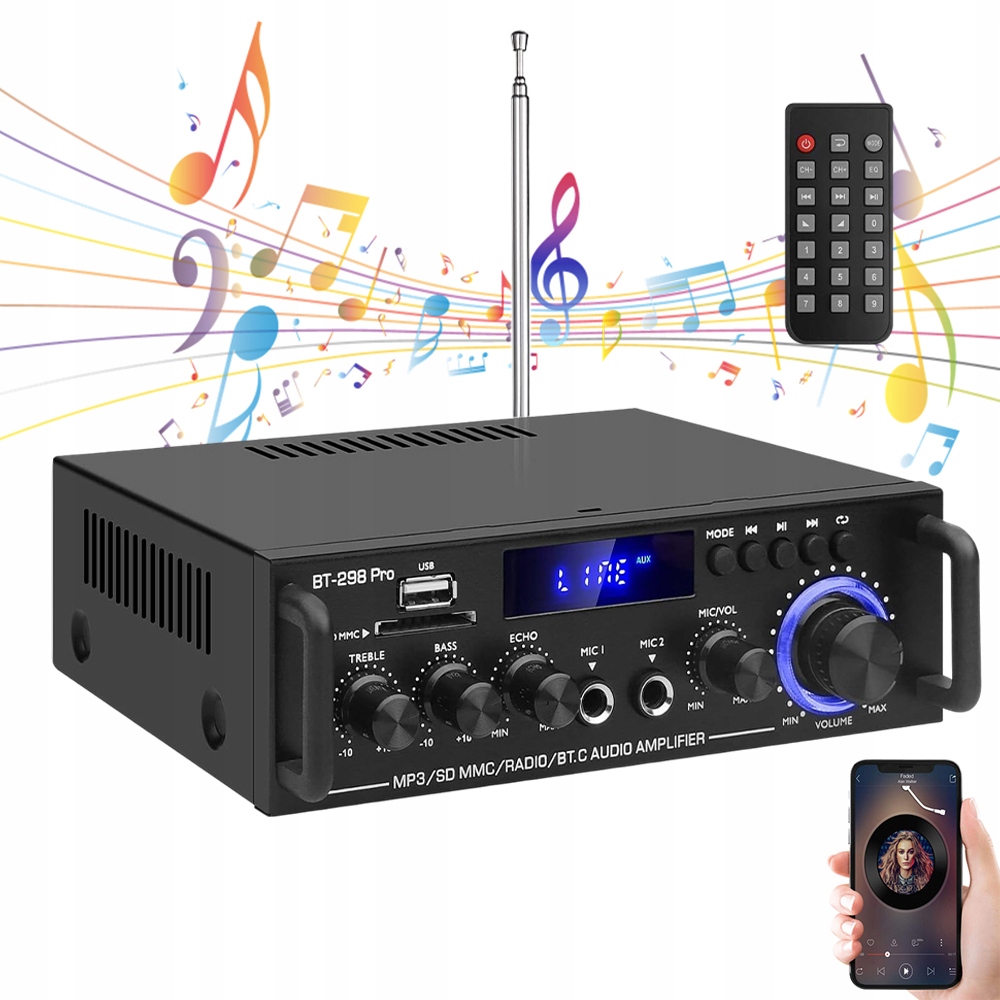 CYFROWY WZMACNIACZ MOCY DŹWIĘKU STEREO AMPLITUNER BLUETOOTH WYSOKA JAKOŚĆ - Sklep, Opinie, Cena ...