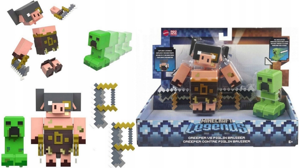 Minecraft Legends 2 Figurki Creeper vs Piglin Mattel (0887961978766 ...