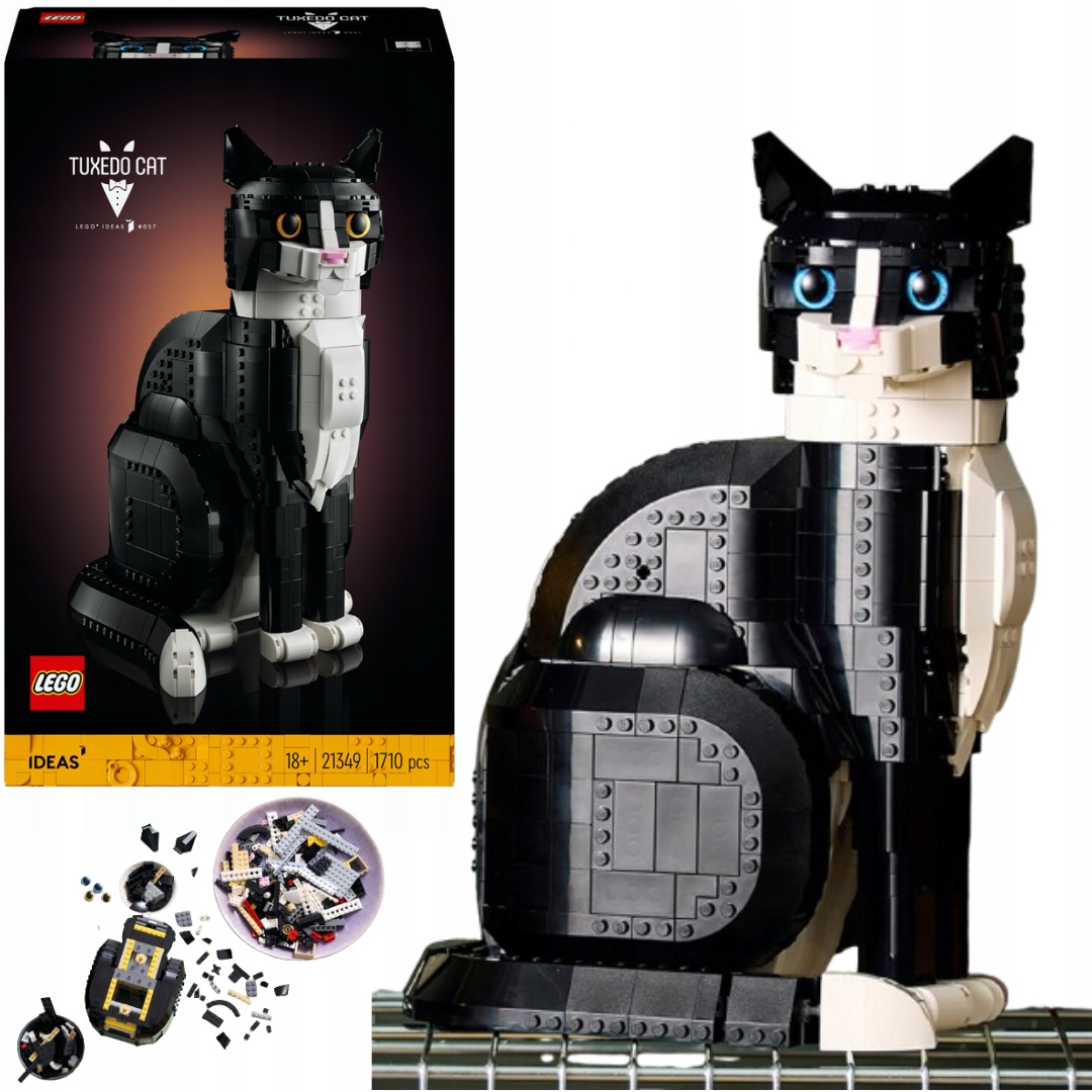 KLOCKI LEGO IDEAS BIAŁO-CZARNY KOT DUŻA FIGURKA PREZENT DLA NIEJ DLA ...