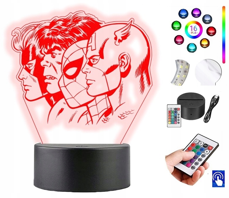 Lampka Nocna Avengers Marvel 16 Kol. LED PLEXIDO - Plexido | Sklep ...