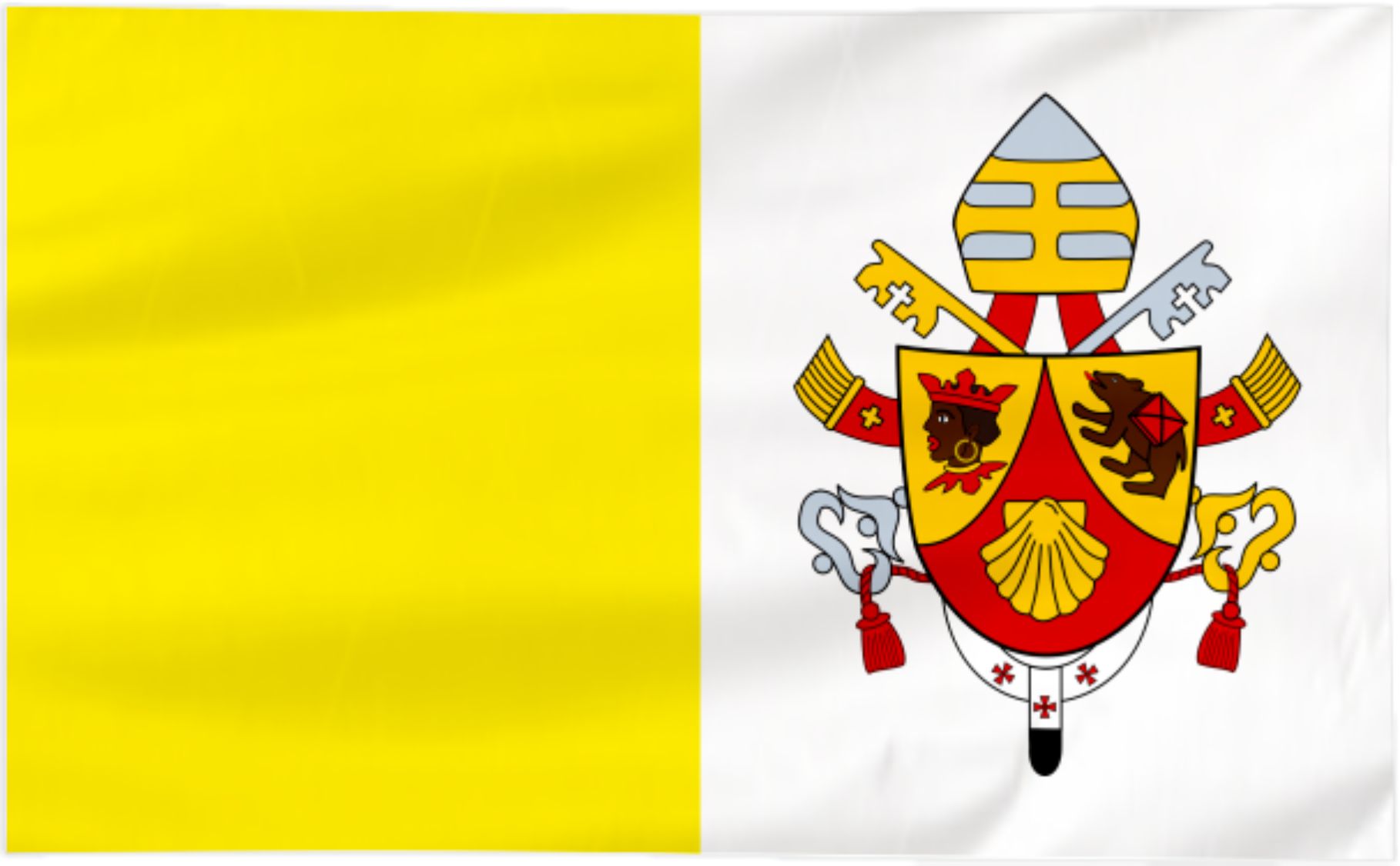 Flaga Papieska herbem Benedykt XVI Watykan 150x90 13079083689 - Allegro.pl