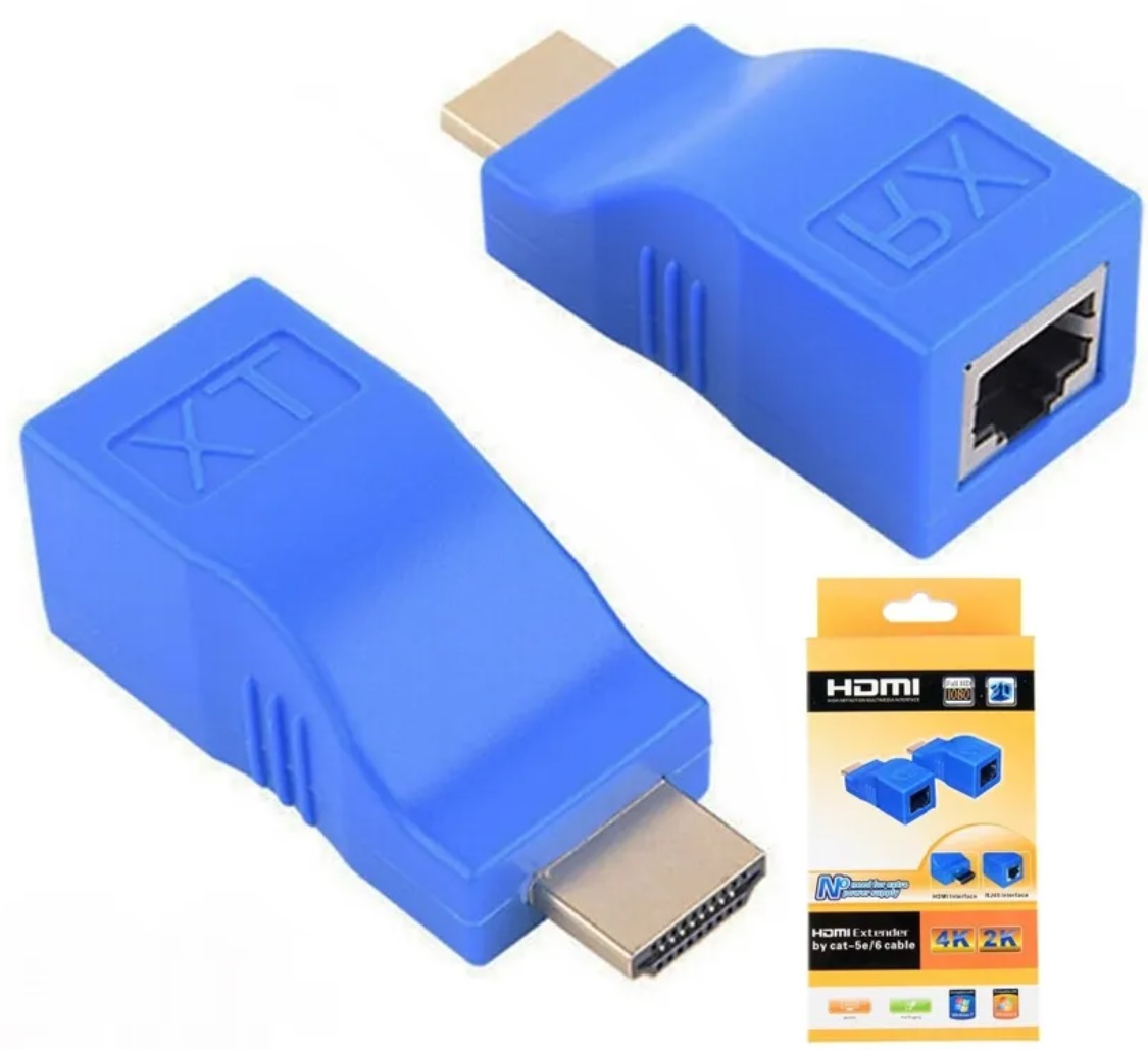 Extender Převodník Adaptér HDMI (TX) na LAN RJ45 (RX) po kroucení 30M ...