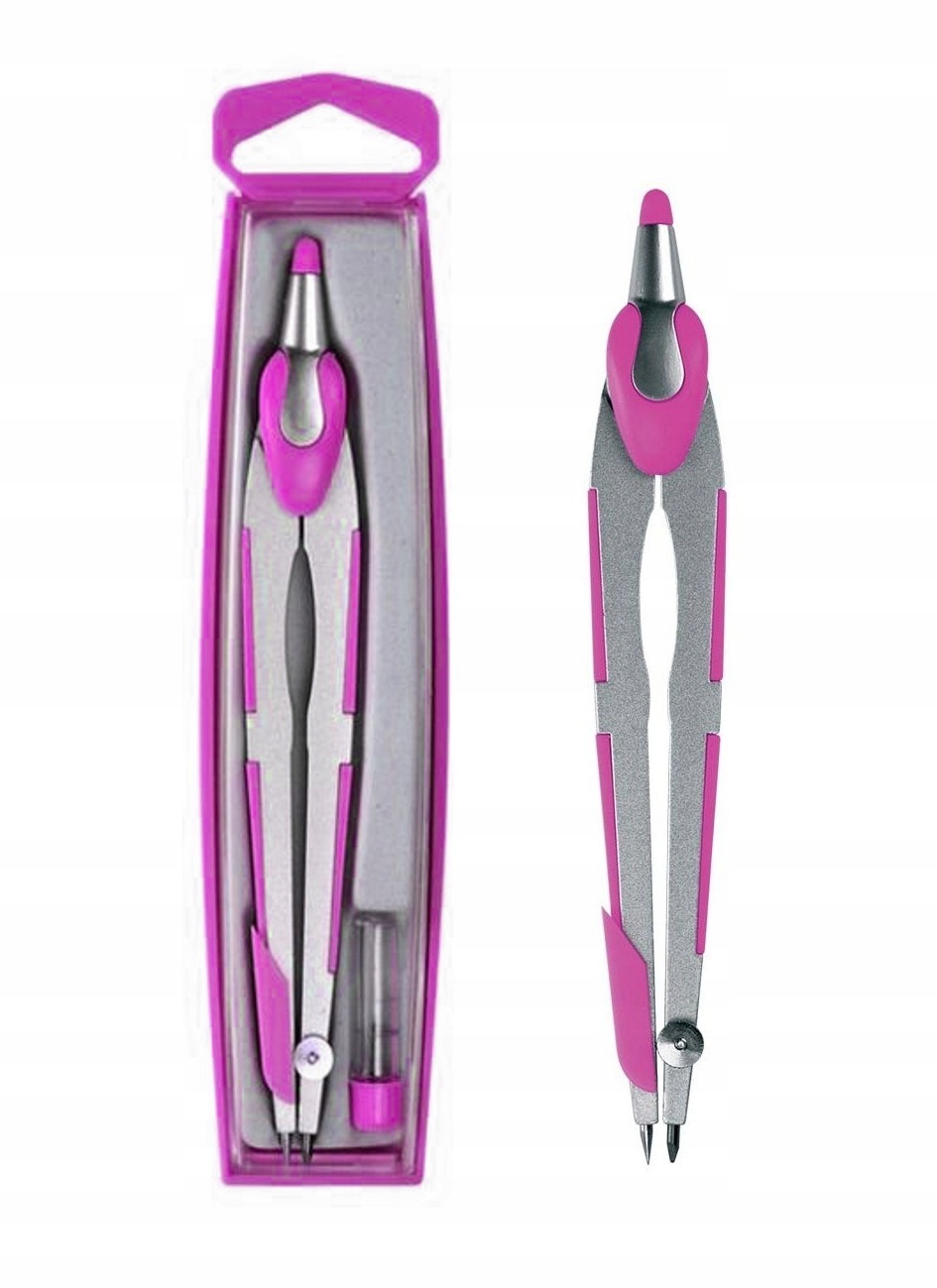 Cyrkiel w etui metalowy 2-elementowy Różowy (5907437657348) • Cena ...