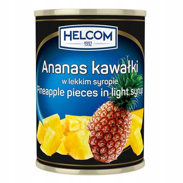 Helcom Ananas kawałki w syropie, 580 ml (5907431657245) • Cena, Opinie • Owoce w syropie ...
