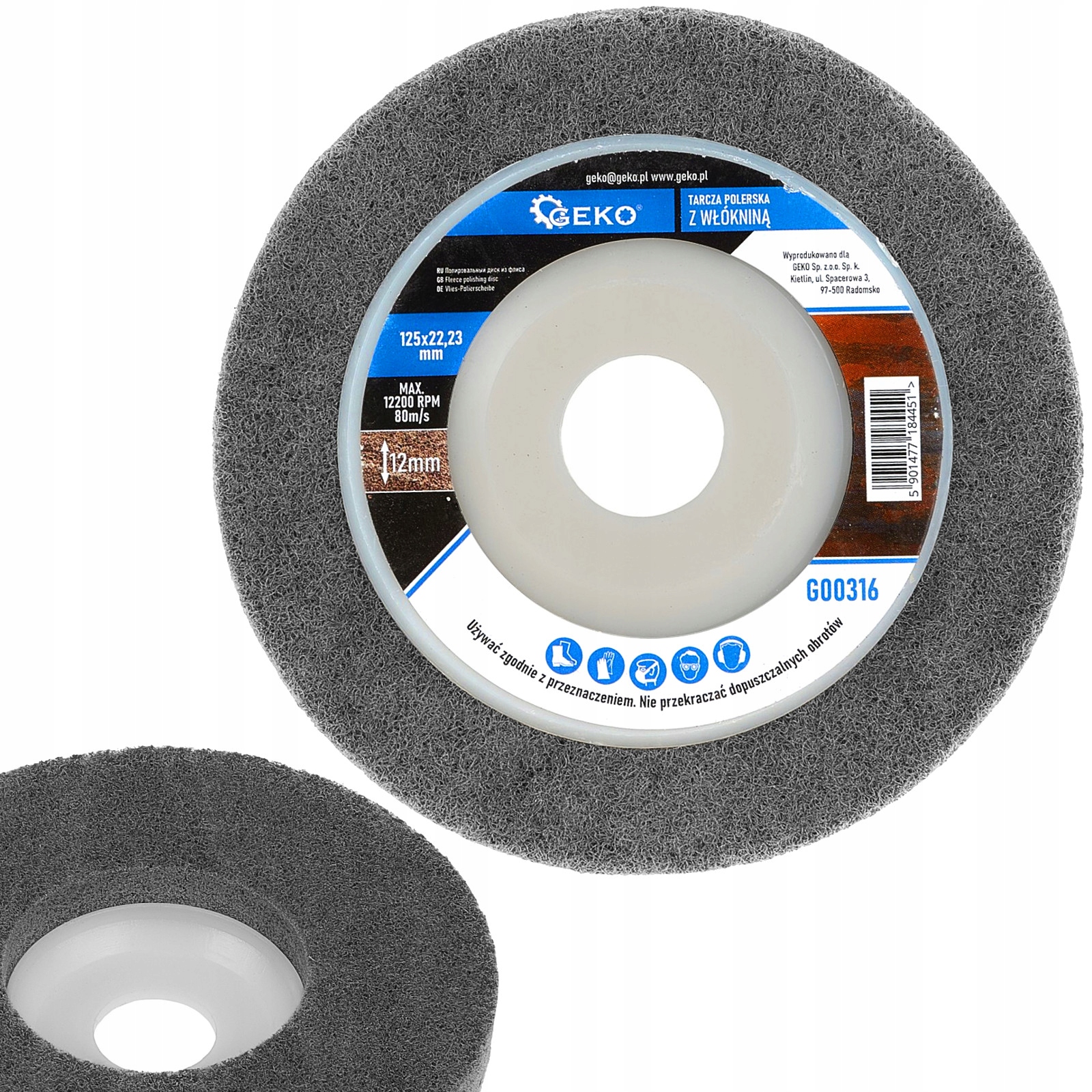 TARCZA POLERSKA WŁÓKNINA NYLONOWA 125x22,23x12 mm G00316 (5901477184451 ...