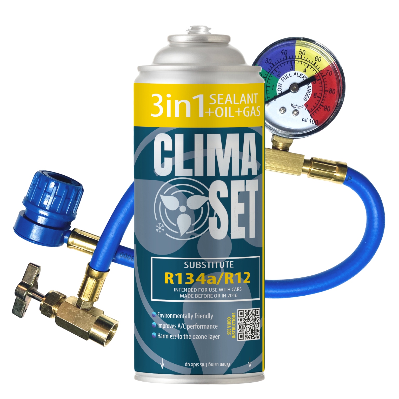 ClimaSet 3w1 R134a gaz do klimatyzacji 350g z przewodem 5905108405816 za 106.87PLN z WARSZAWA ...
