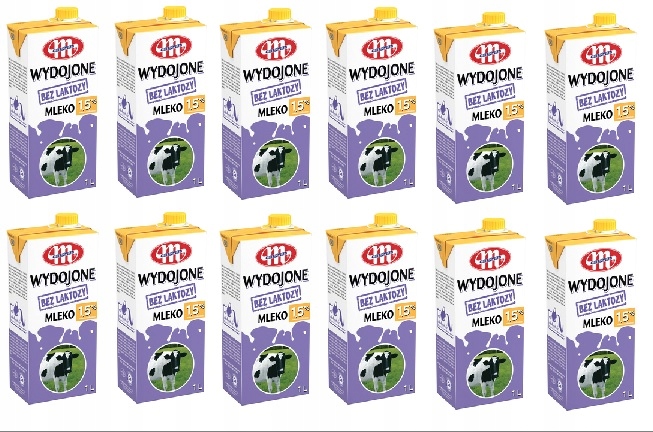 12x 1L MLEKOVITA mleko UHT bez laktozy 1,5% ZGRZEWKA 14482280612 - Allegro.pl