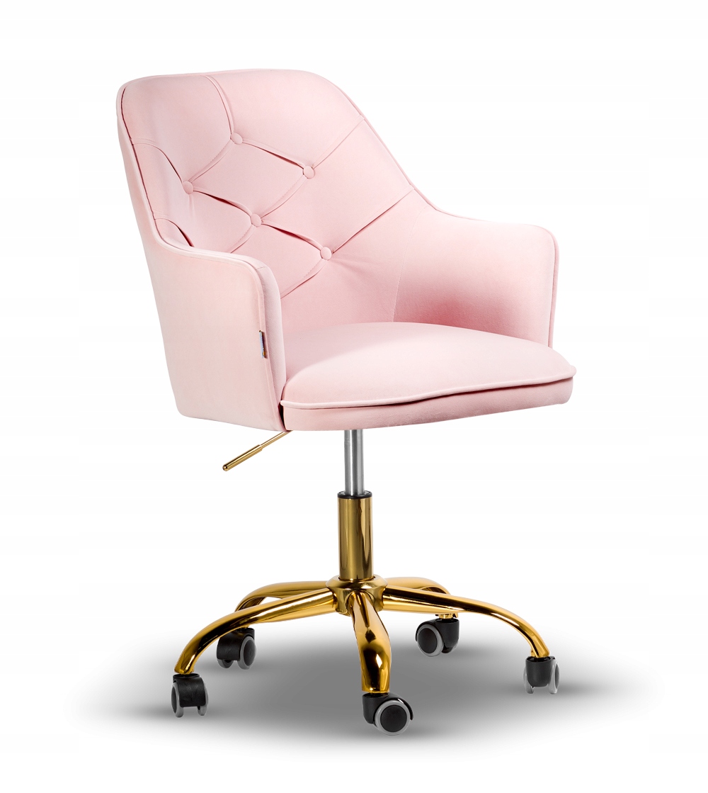 nowoczesny fotel obrotowy KRYSTAL różowy/złoty (KRYSTAL RÓŻOWY JASNY ...