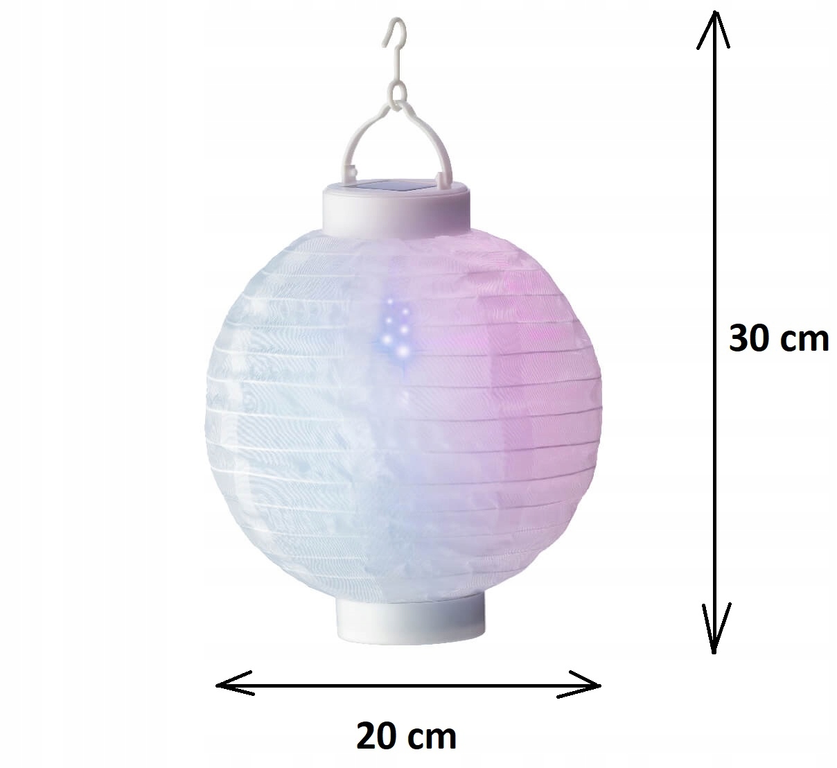 LAMPION biała kula 20 cm SOLAR LED lampa solarna kolorowe światło ...