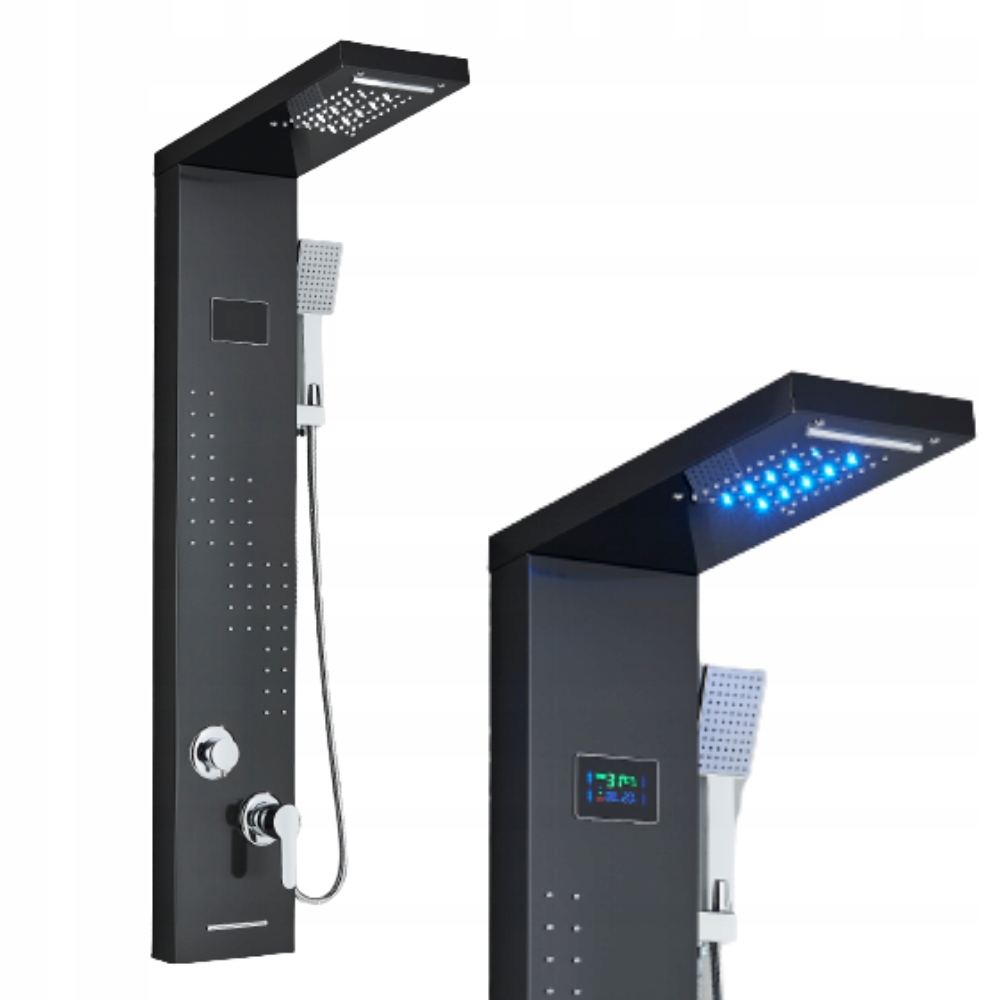 Sprchový panel Černá Sada LED Vodopád Hydromasáž Z Dešťová sprcha za ...