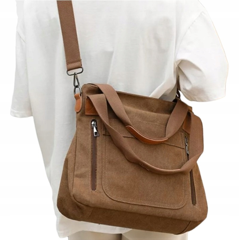 TORBA TOREBKA DAMSKA NA RAMIĘ POJEMNA MOCNA LISTONOSZKA PŁÓCIENNA ...