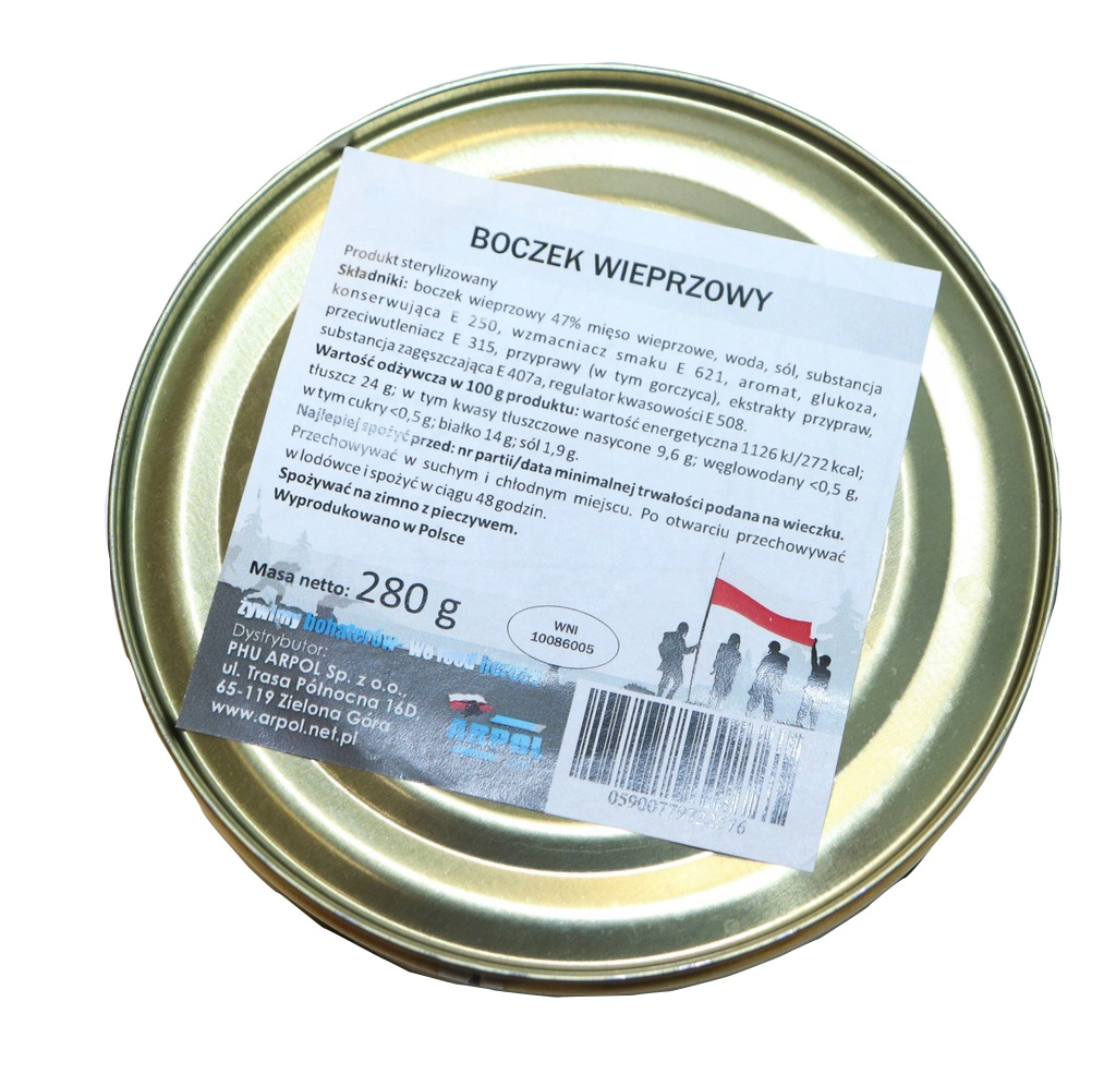 WOJSKOWY BOCZEK WIEPRZOWY 280g oryginalna racja (05900779720138) • Cena ...
