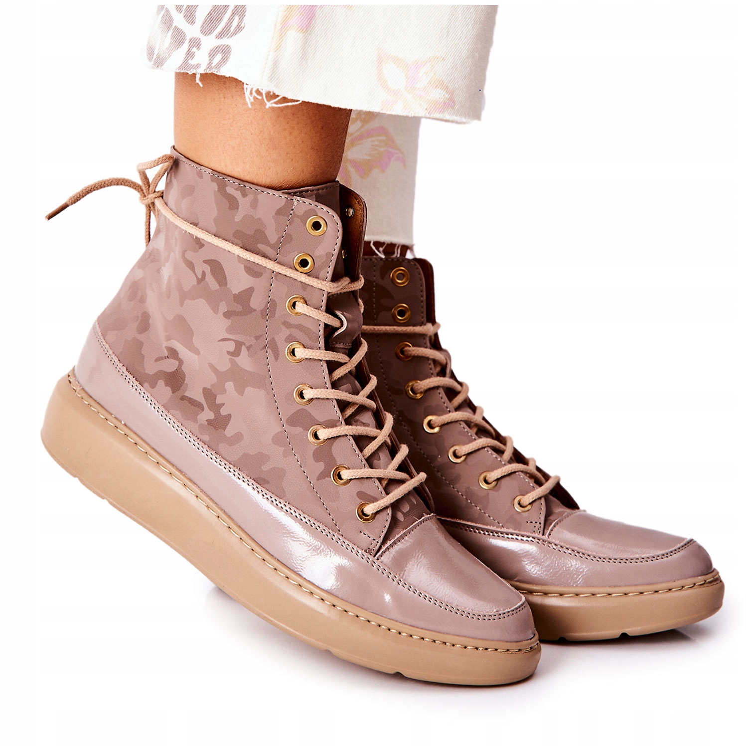 SPORTOWE SKÓRZANE BUTY LEWSKI 3034 BEŻ MORO 37 (5905677074079) • Cena ...