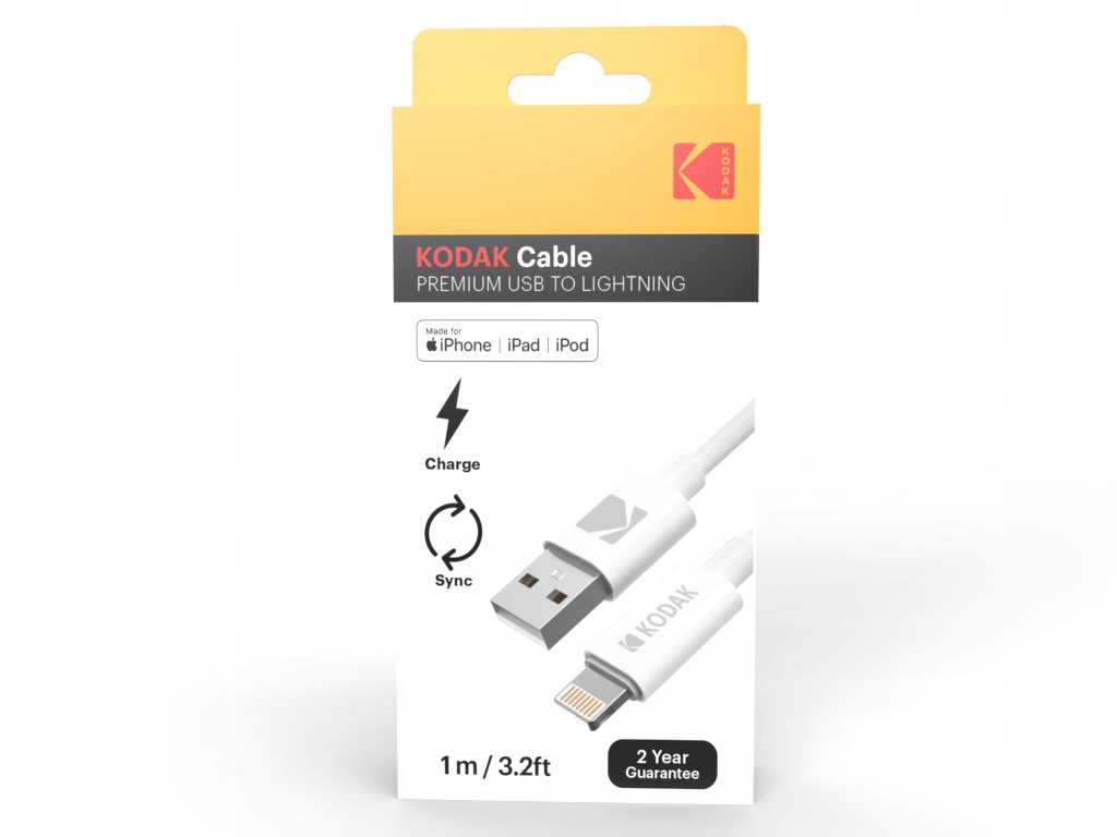 Kabel Kodak USB - Apple Lightning 1 m biały - Sklep, Opinie, Cena w Allegro