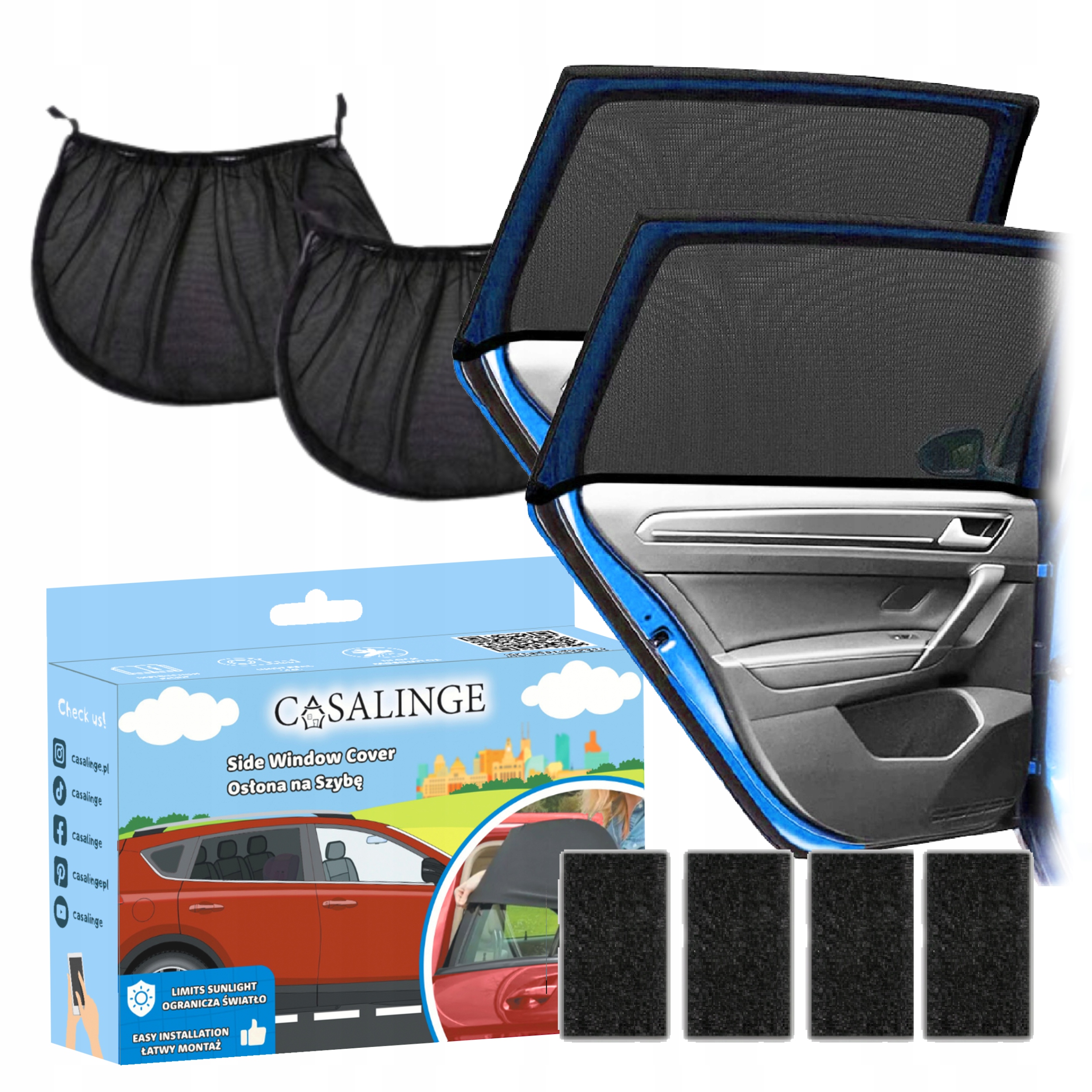 OSŁONA PRZECIWSŁONECZNA DO SAMOCHODU AUTA MOSKITIERA NA SZYBĘ OKNO ...