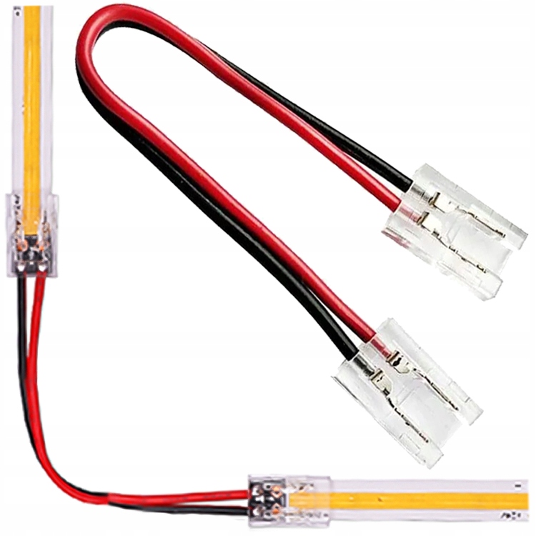 ZŁĄCZKA DO TAŚM LED COB 8mm 2-PIN z przewodem (Złączka DO TAŚM LED COB ...