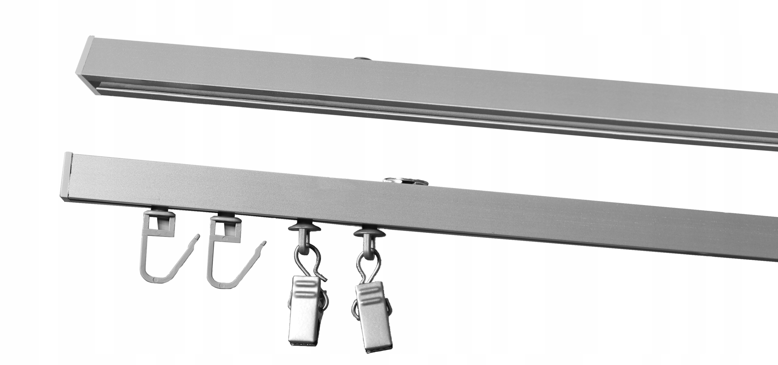 Karnisz Szyna Sufitowa KWADRO 200cm Srebro Mat KPL (Kwadro200sz) • Cena ...