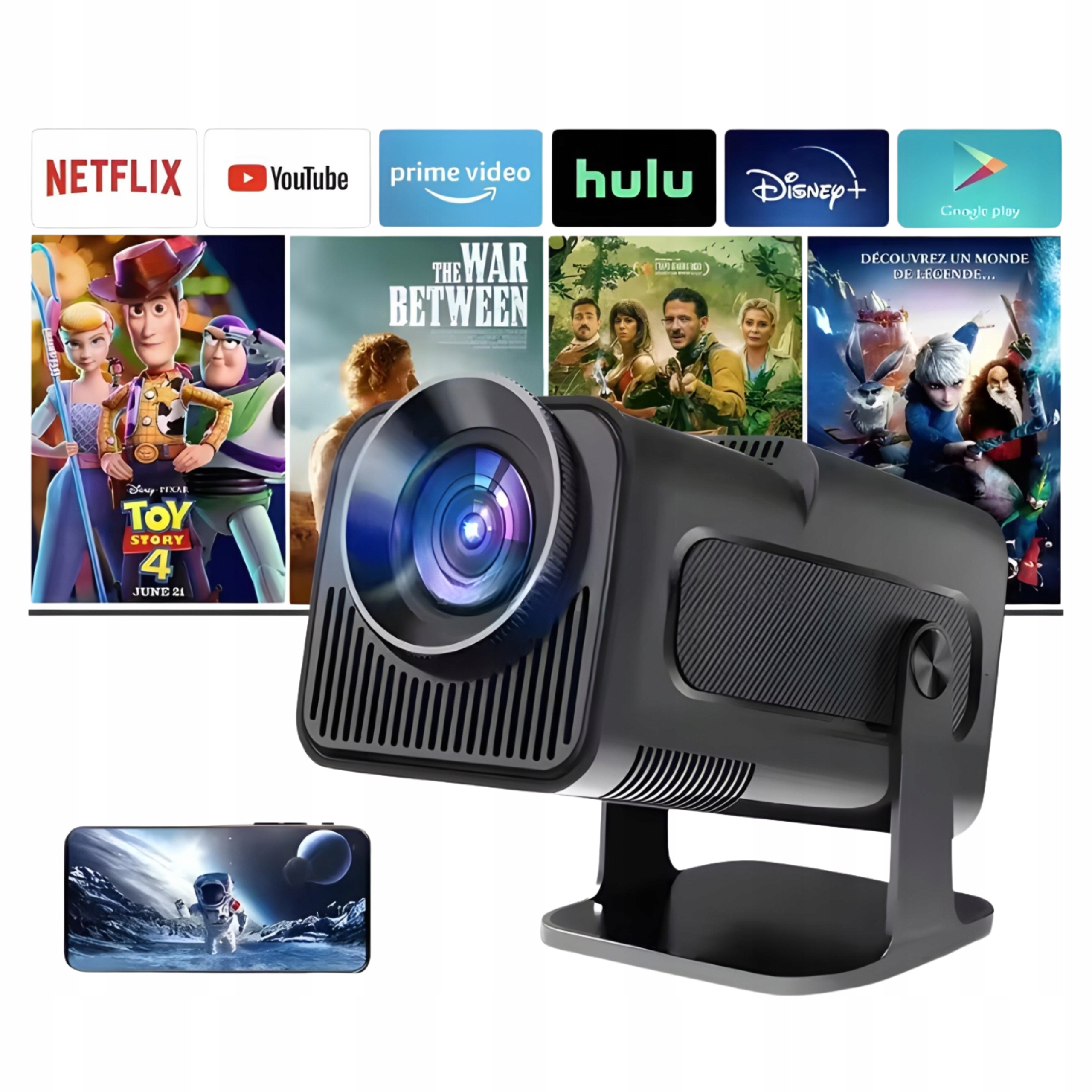 Projektor F600 Obraz Full HD 1080p z obsługą 4K Android 11 Wi-Fi BT ...