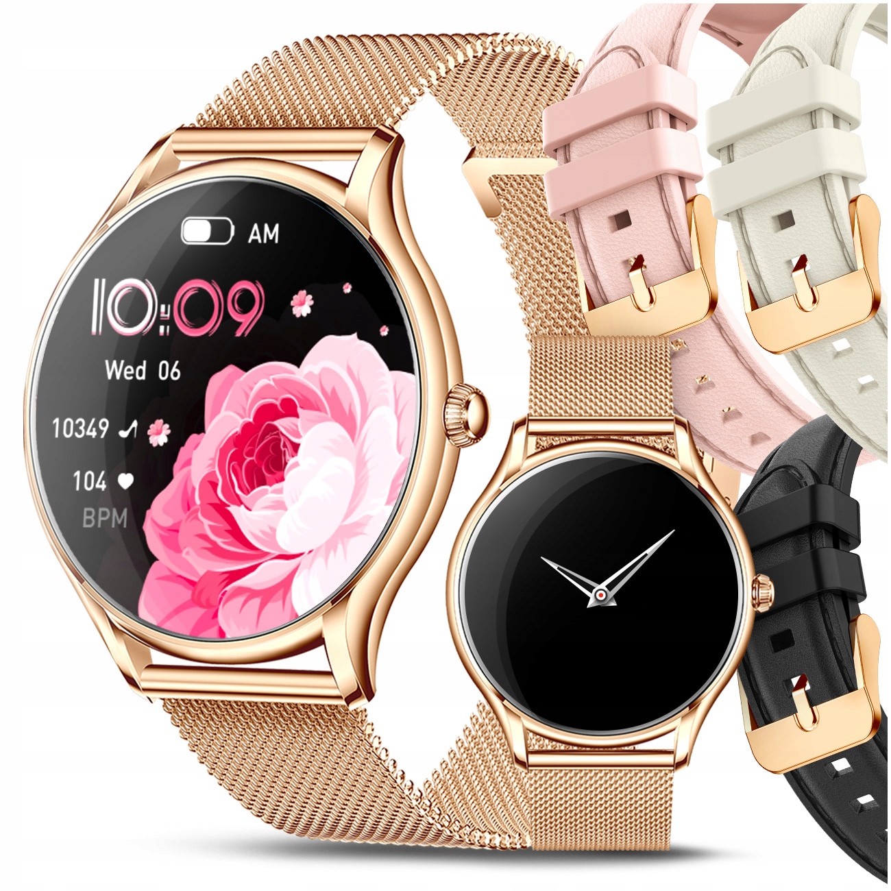 SMARTWATCH DAMSKI ZEGAREK PL MENU POWIADOMIENIA ROZMOWY SMART WATCH 4 PASKI - Sklep, Opinie ...