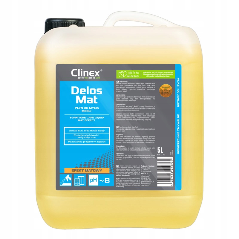 Płyn do pielęgnacji mebli Clinex Delos Mat 5 l (5907513270720) • Cena ...