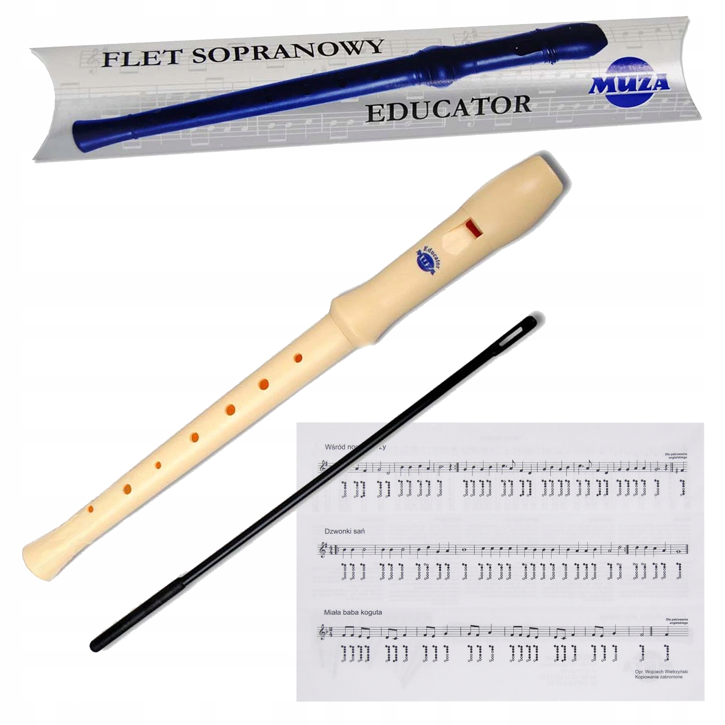 PODLHOVASTÁ FLAUTA JEDNODUCHÁ SOPRÁNOVÁ MUZA ŠKOLSKÝ EDUCATOR NOTY ...