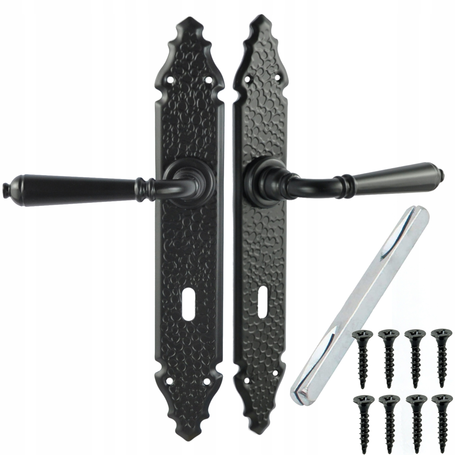 KLAMKA DRZWIOWA CZARNA LOFT RETRO KUTA 72 mm klucz • Cena, Opinie ...