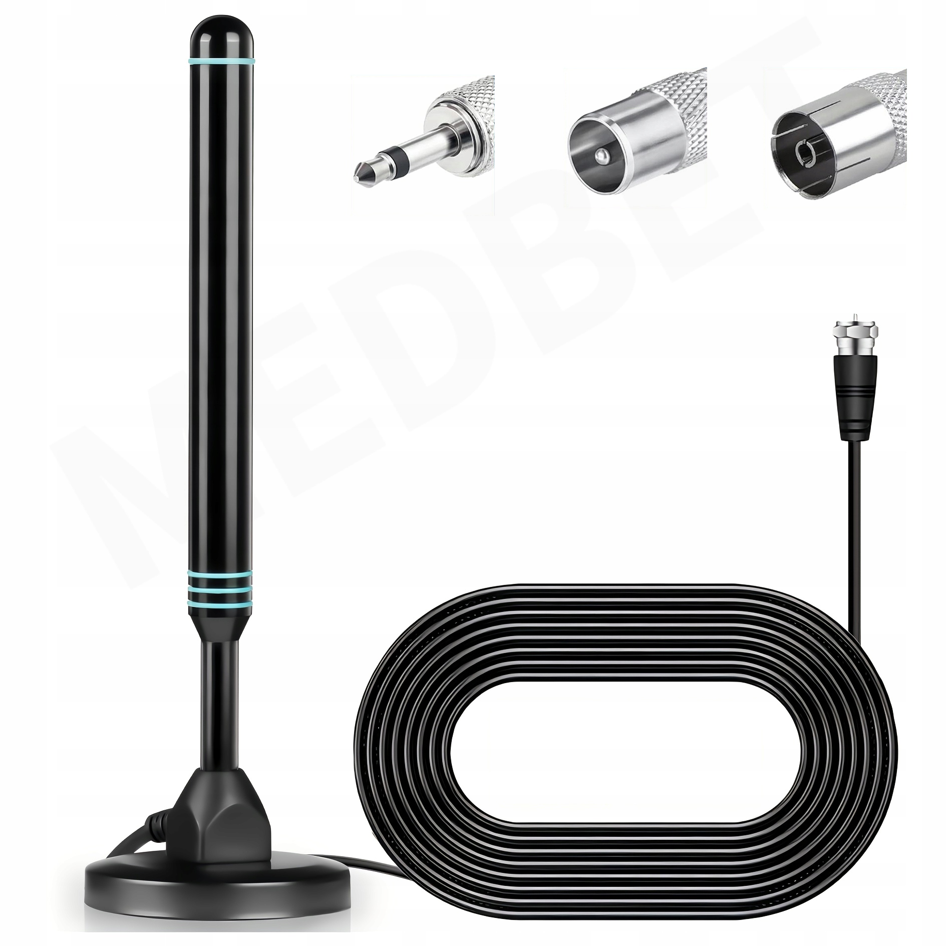 MOCNA METALOWA ANTENA FM ZE WZMACNIACZEM +4x RÓŻNE WTYKI DO RADIA WIEŻY ITP - Sklep, Opinie ...