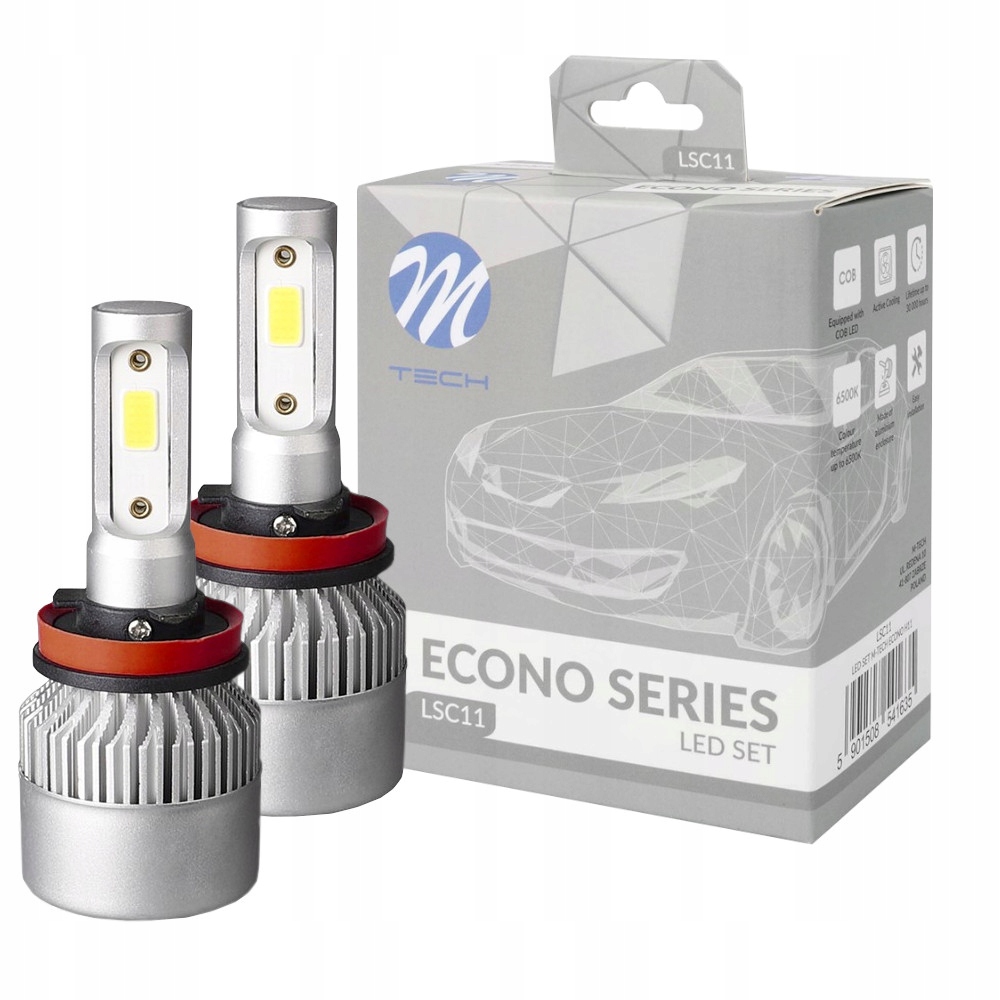 ŻARÓWKI H11 LED ZESTAW RETROFIT 6500K 80W CANBUS 5000 LUMEN LSC11COB ...