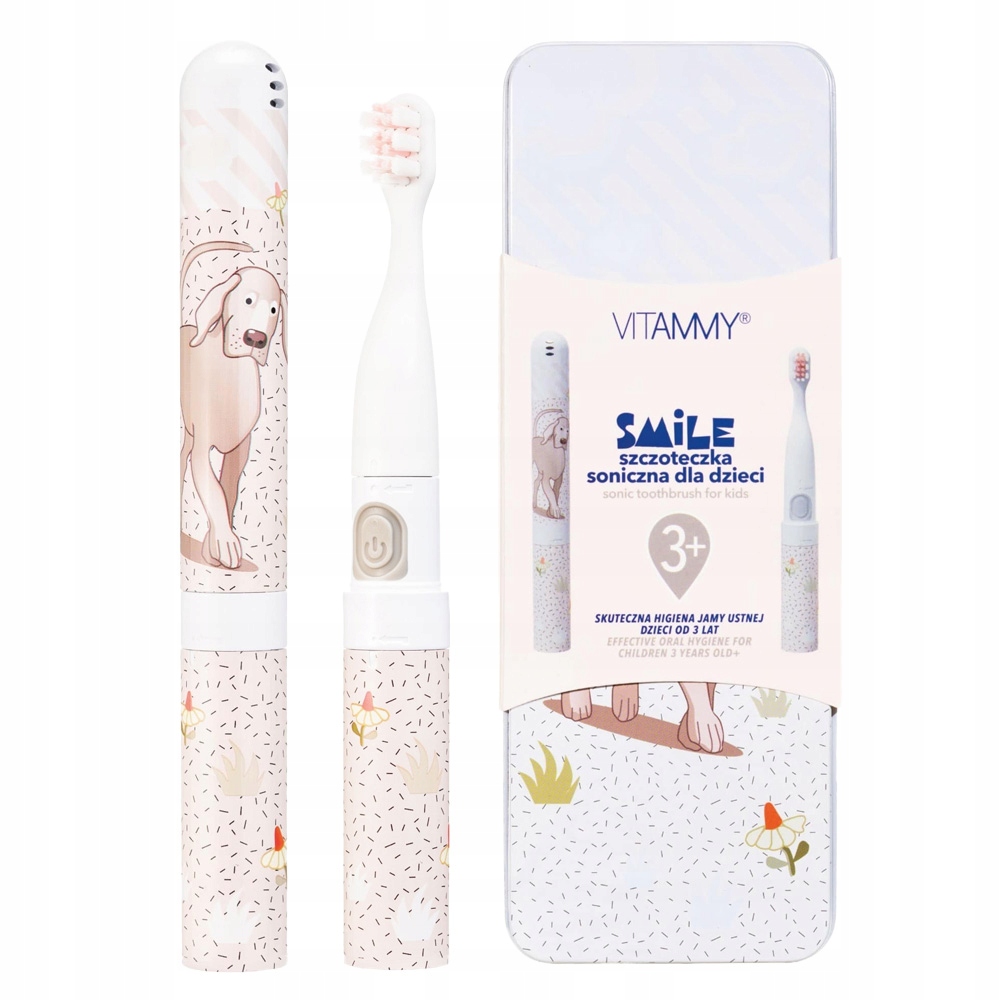 SZCZOTECZKA SONICZNA ELEKTRYCZNA DO ZĘBÓW DZIECI 3+ VITAMMY SMILE PIES+ETUI (5901793642192 ...