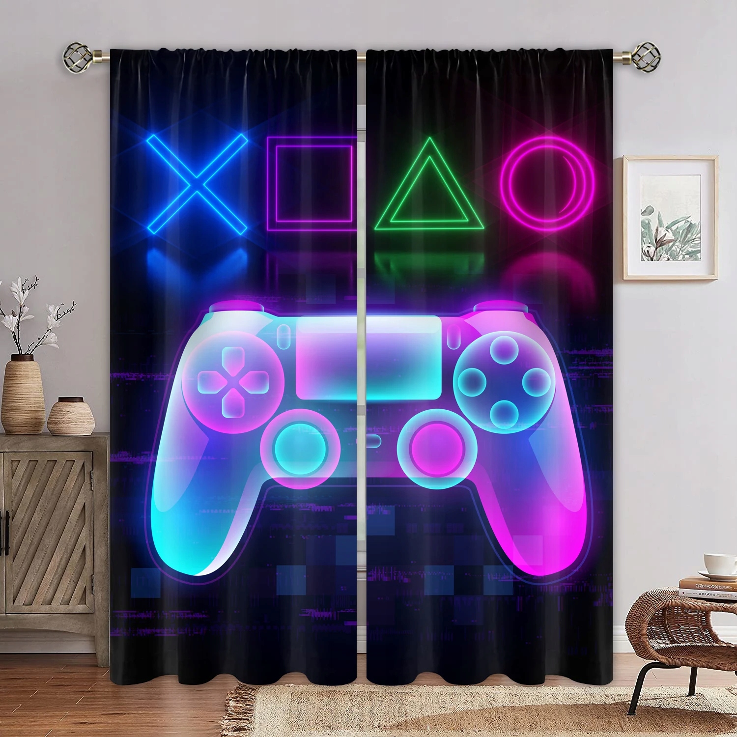 Zasłona na 140cmx250cm Kontroler do gier Gamepad do gier wideo i E ... Zasłona na 140cmx250cm Kontroler do gier Gamepad do gier wideo i E ...