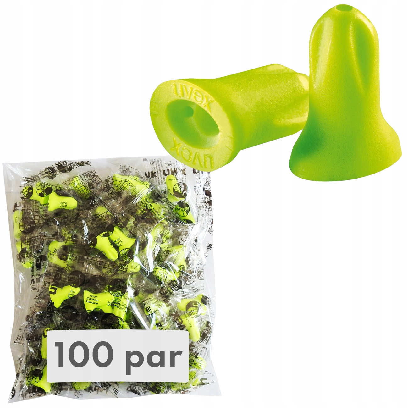 Zatyczki Stopery do uszu UVEX Hi-com lime 100 par - 4031101403960 ...