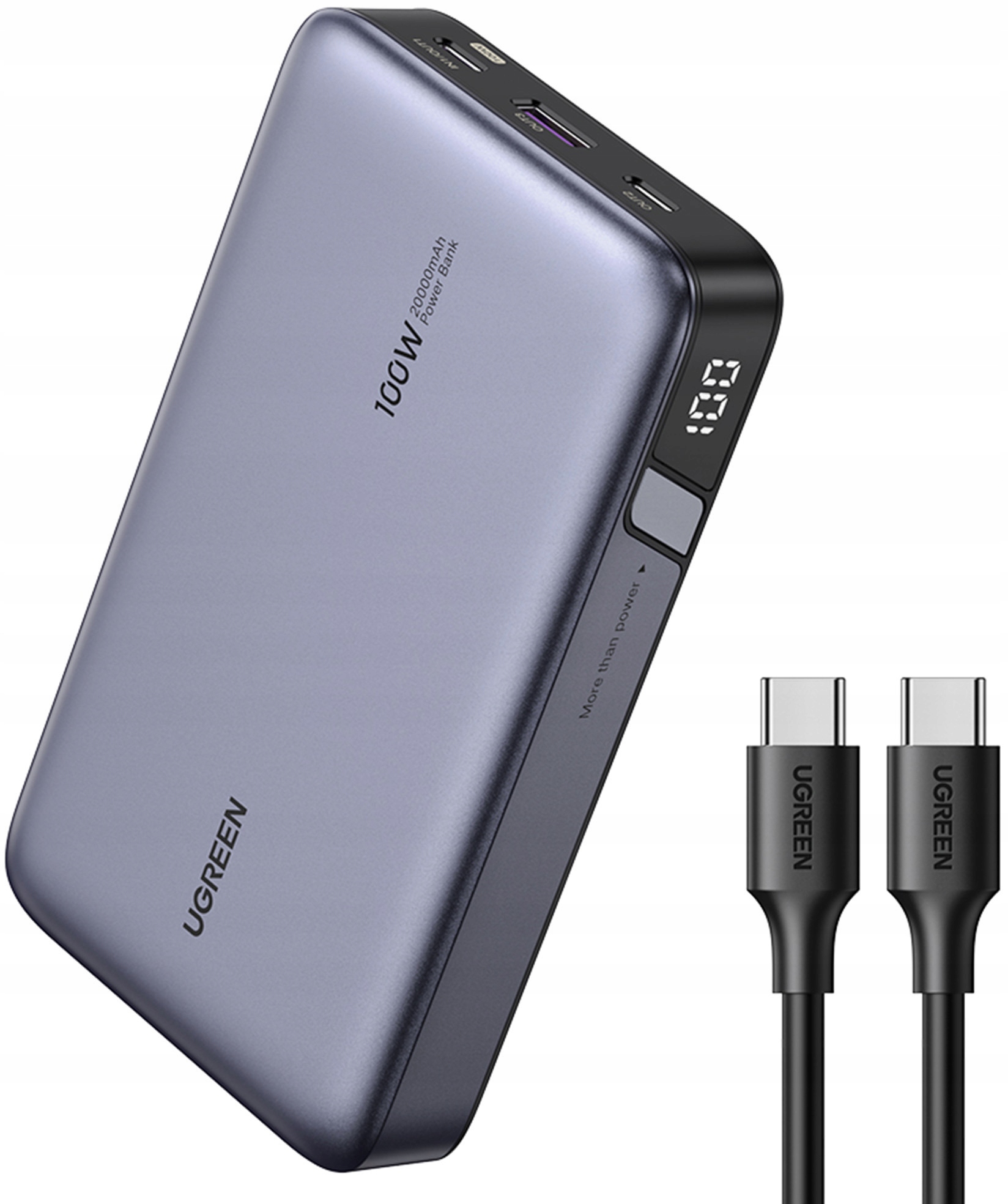 Powerbank UGREEN PB720 20000mAh PD 100W USB-A / 2x USB-C szary - Sklep, Opinie, Cena w Allegro