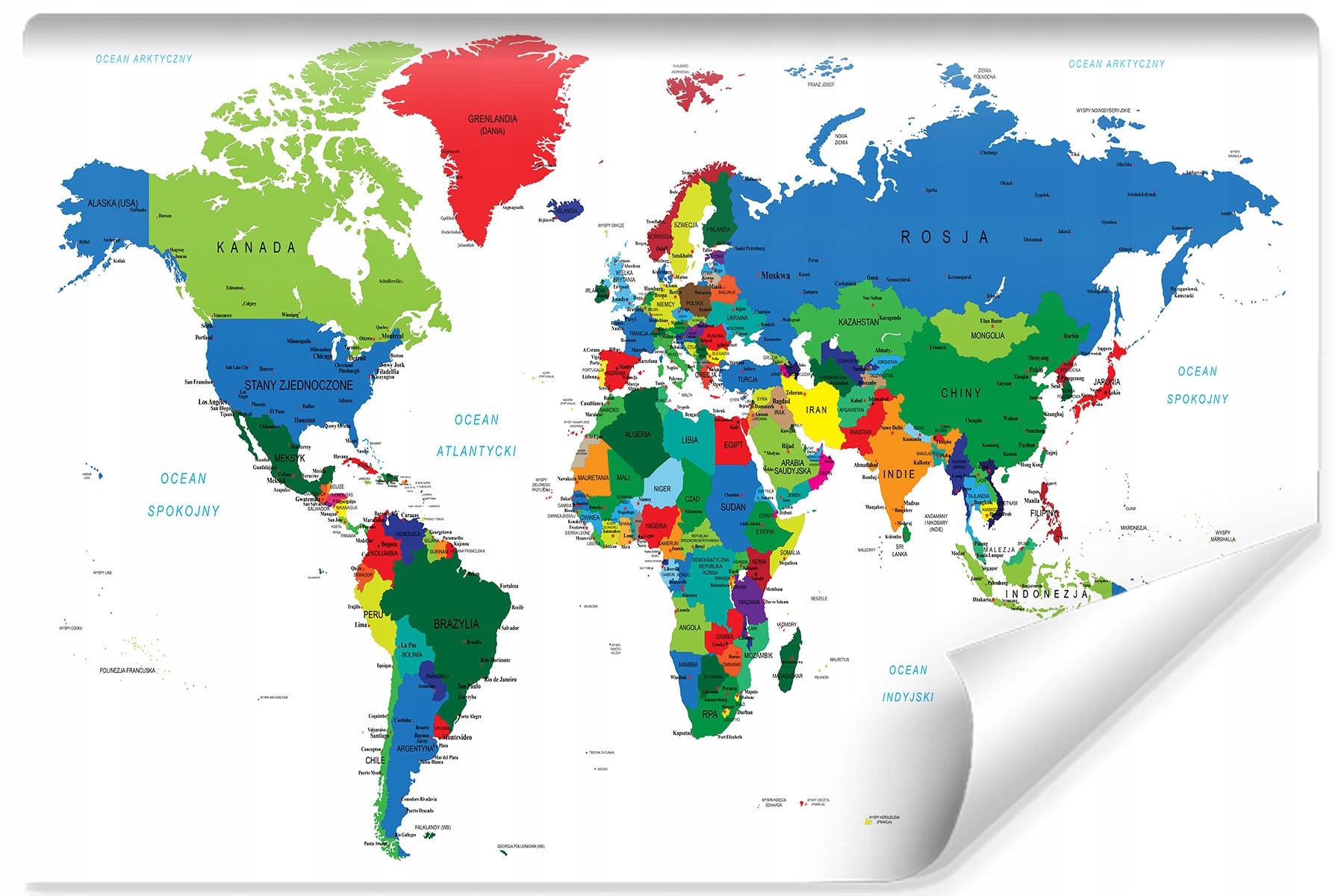 Fototapeta Kolorowa Polityczna MAPA Świata 368x254 (PF_5713_V8) • Cena ...