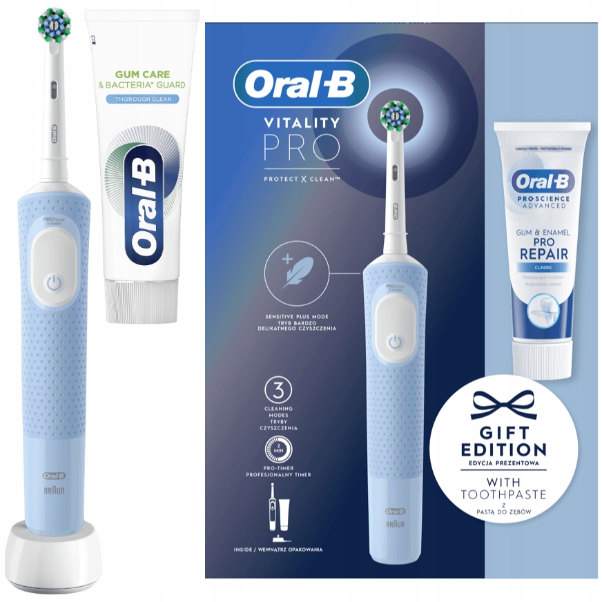 Szczoteczka Elektryczna do Zębów Oral-B Vitality D103 Box Blue Gift ...