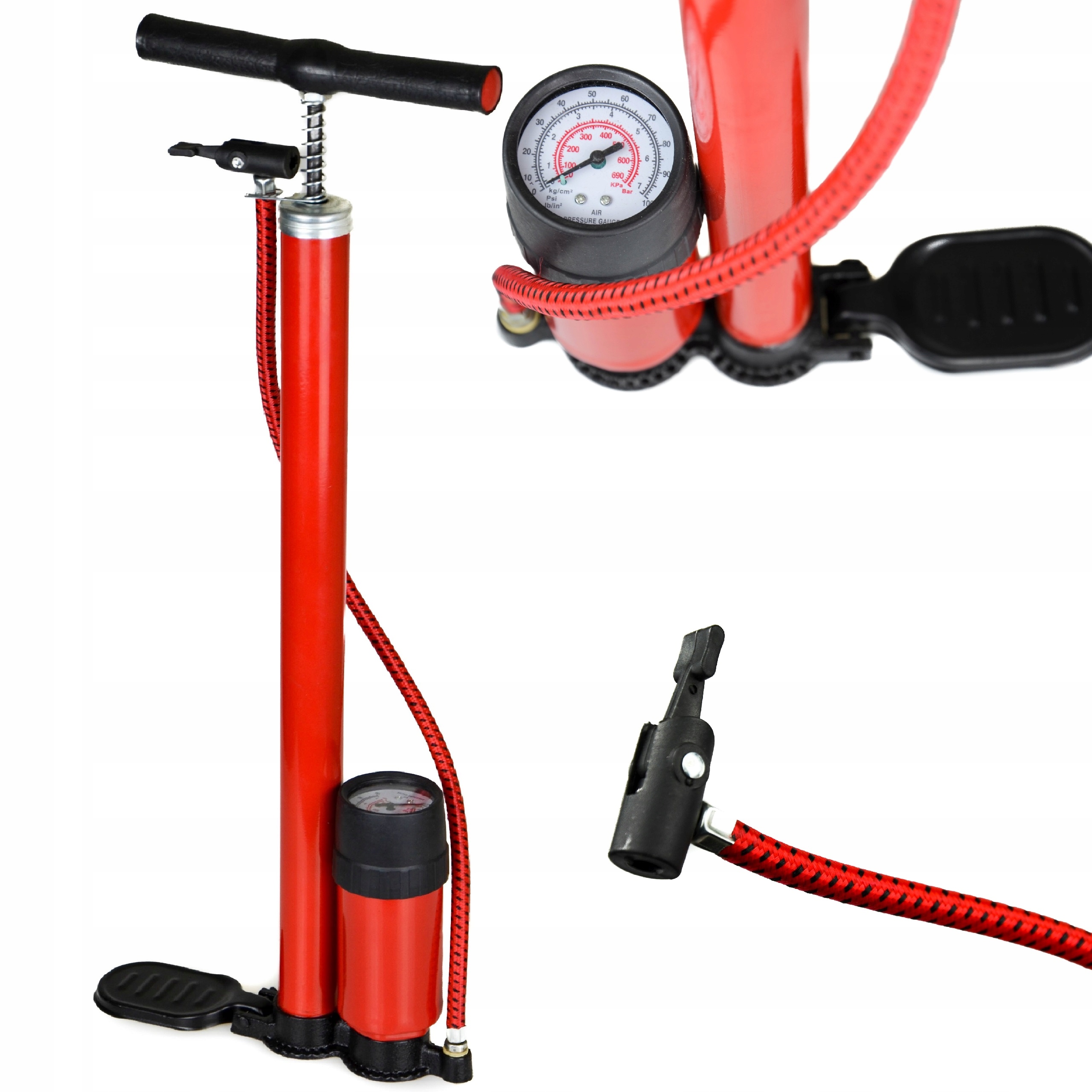 Pompka rowerowa samochodowa z manometrem stojąca - 5905249151184 ...