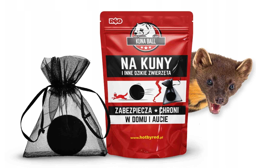 RED KUNA BALL zapachowa zawieszka na kuny, odstraszacz do samochodu i domu (5904024532927 ...