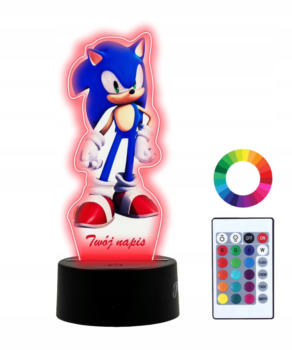 Lampka Nocna Z Nadrukiem 3D Led Sonic Imię Prezent - Plexido | Sklep ...