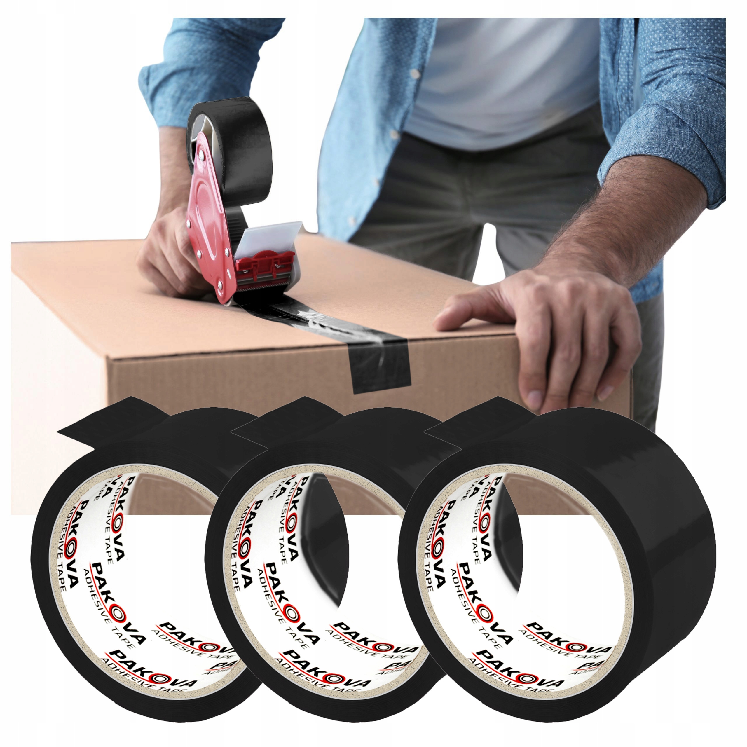 Taśma pakowa Pakova czarny szer. 48 mm dł. 45 m 3 szt. (5903900017930 ...