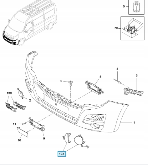 95529177 95529177 - ЗАГЛУШКИ ПЕРЕДНЕГО БАМПЕРА MASTER III MOVANO ORIG ...