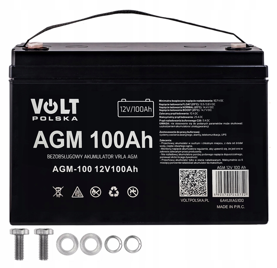 AKUMULATOR AGM VOLT POLSKA VRLA 100AH UPS INWERTER FALOWNIK PRZETWORNICA - Allegro.pl