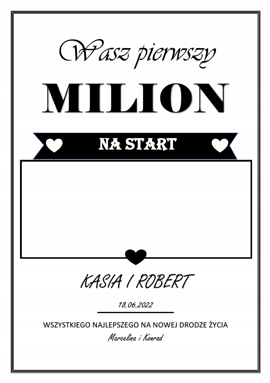 Prezent NA ślub wasz pierwszy milion Z imionami • Cena, Opinie ...