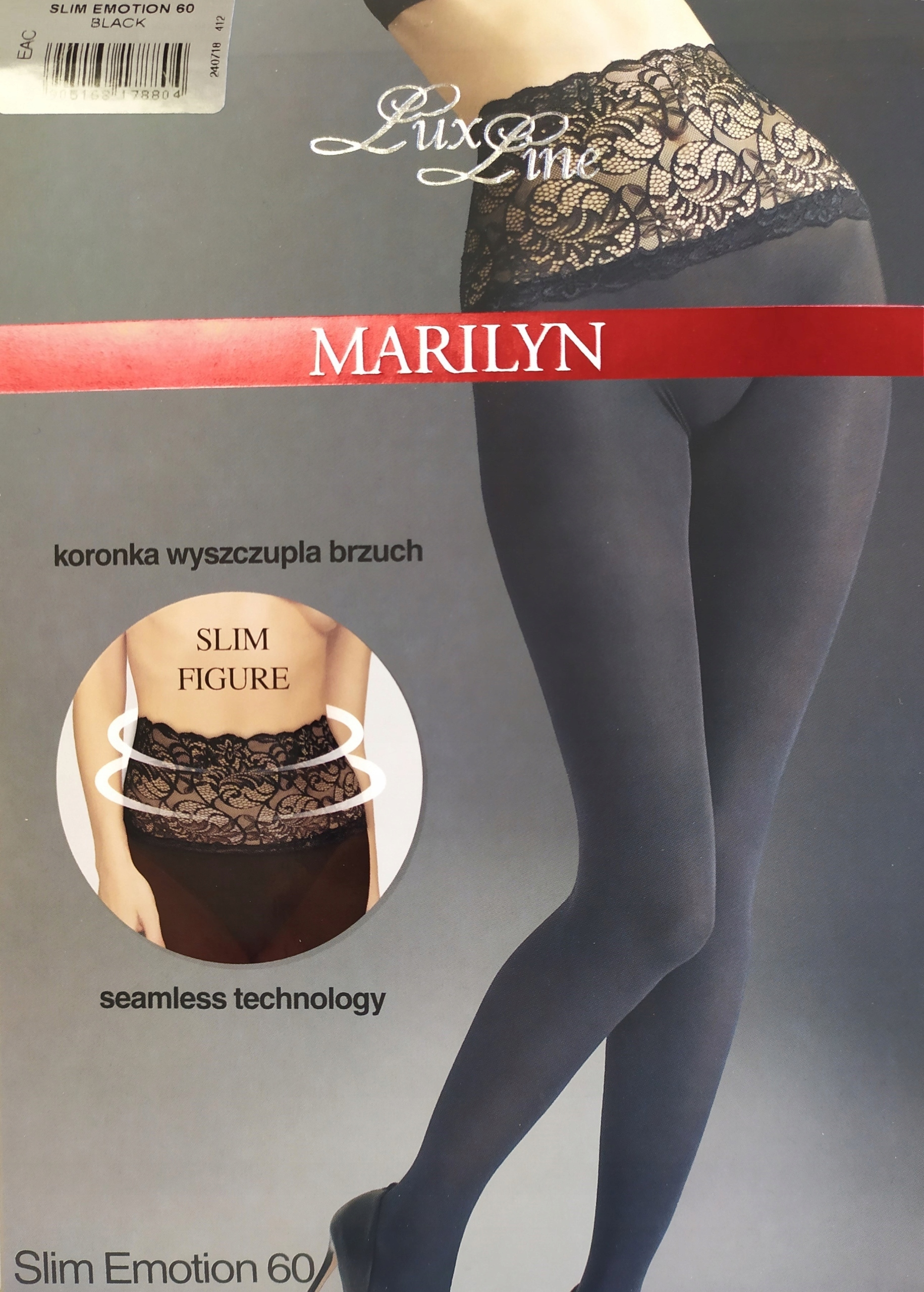 Rajstopy gładkie Marilyn Slim Emotion 60den czarny Black rozmiar 3/4 ...