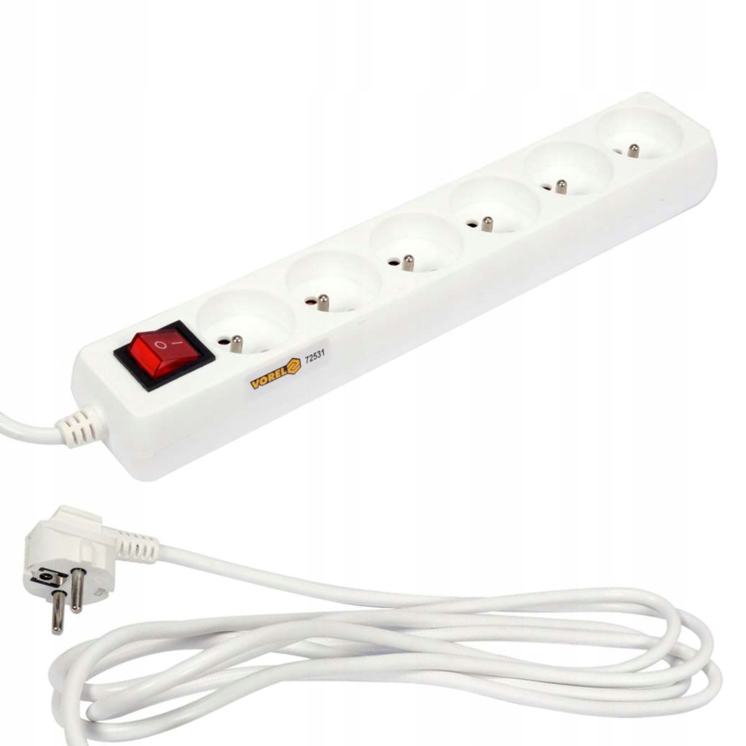 PRZEDŁUŻACZ 6 GNIAZD 3M Z WYŁĄCZNIKIEM VOREL (5906083725319) • Cena, Opinie 12826283704 • Allegro