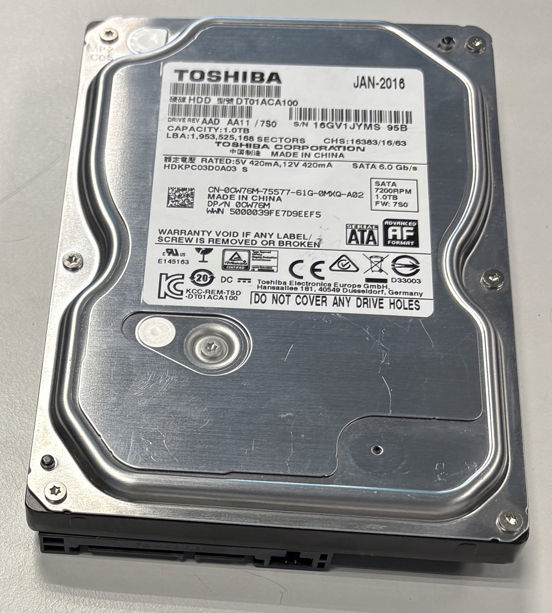 DYSK TWARDY TOSHIBA DT01ACA100 AAD AA11/7S0 1TB SATA 3,5" - Sklep ...