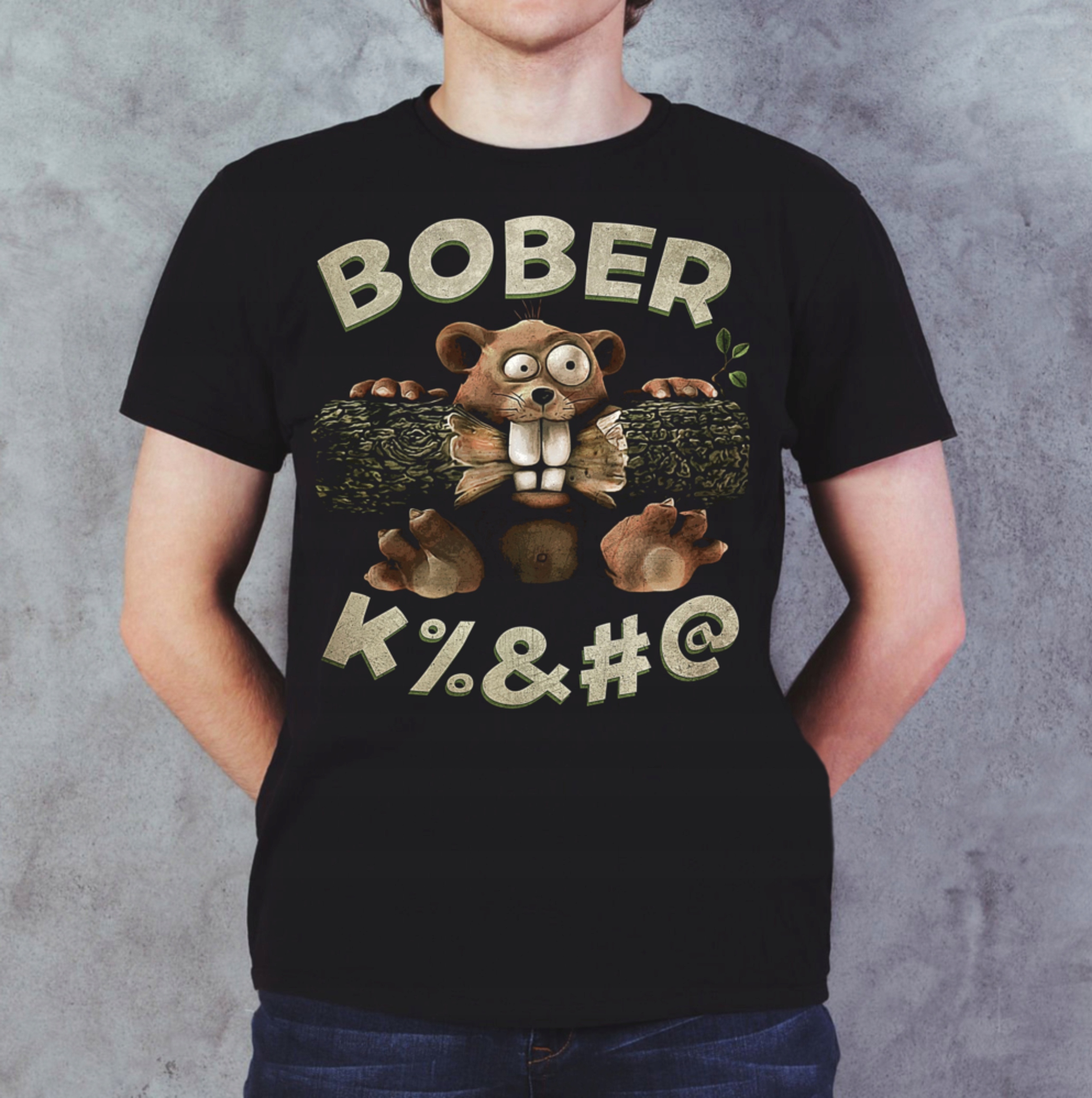 KOSZULKA MĘSKA BÓBR BOBER POLISH BEAVER MEM r.L 15110837679 - Allegro.pl