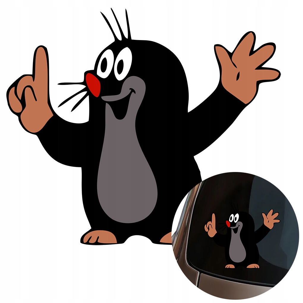 NAKLEJKA Grafika na auto samochód KRET KRECIK AHOJ Bajka CARTOON 15x13 ...