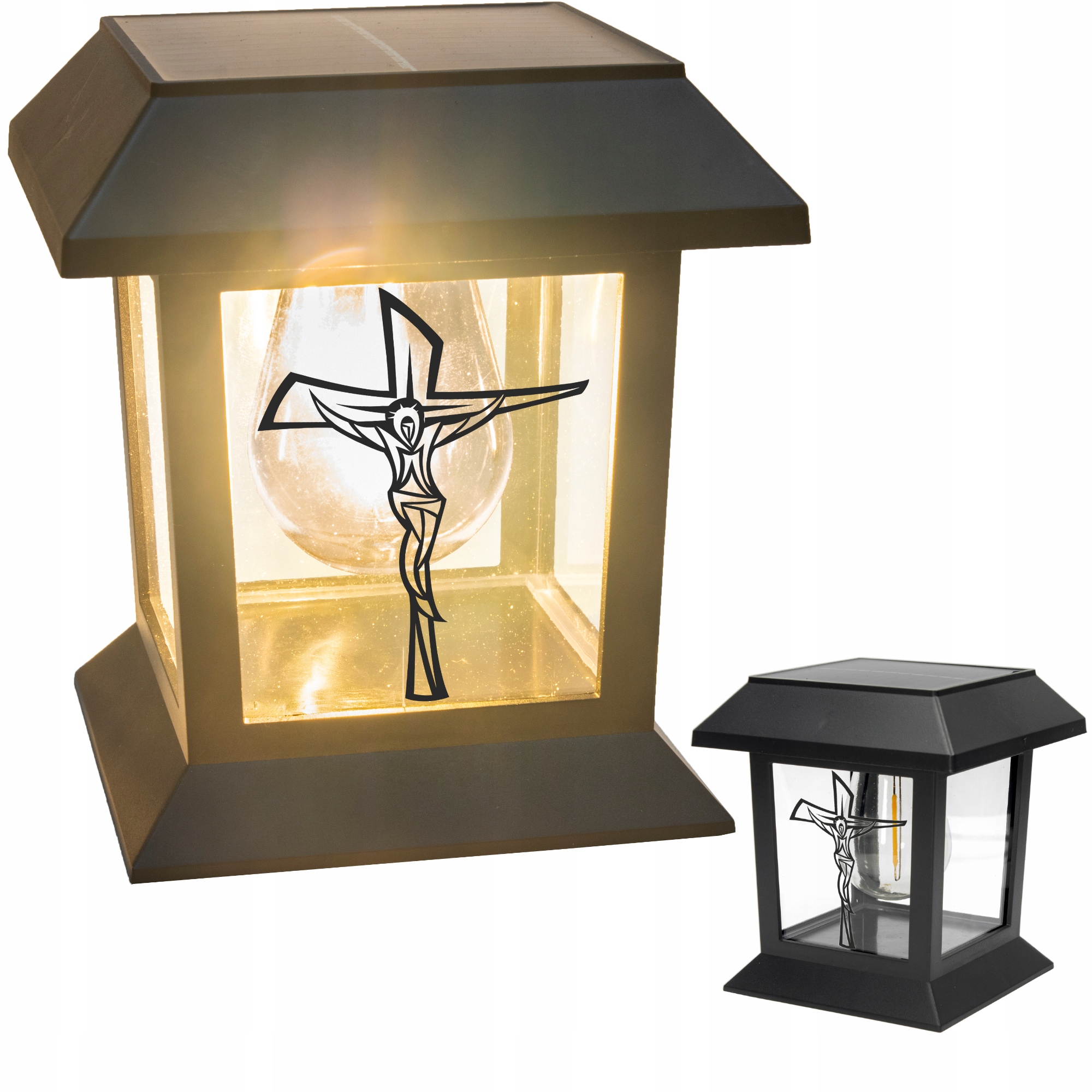 HŘBITOVNÍ SVÍČKA SOLÁRNÍ LED LAMPION NA HROB SOŠKA NA HŘBITOV S KŘÍŽEM ...